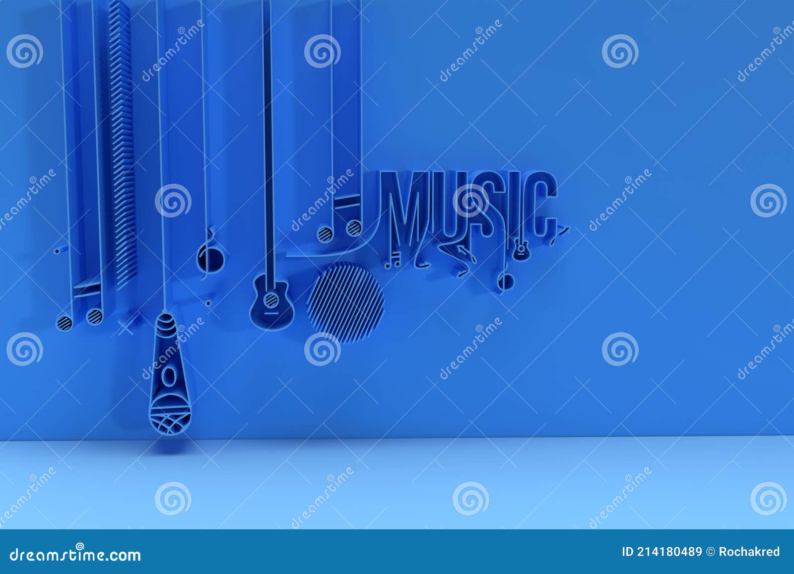 3D Render Music Text Banner Flyer Poster 3D Illustration Stock ...