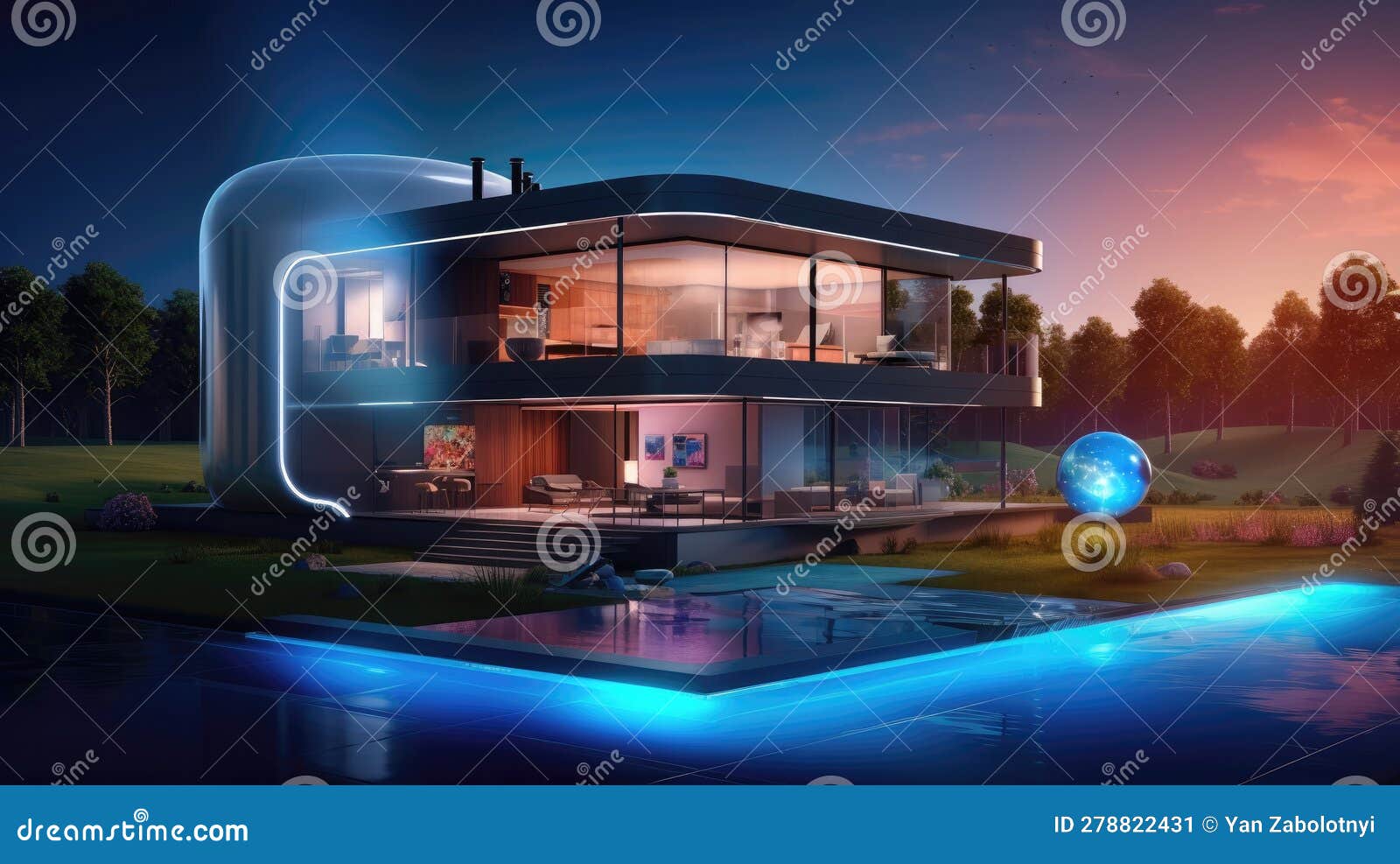3D Render Nanotechnologyinfused Smart Home with Ai Assistants ...