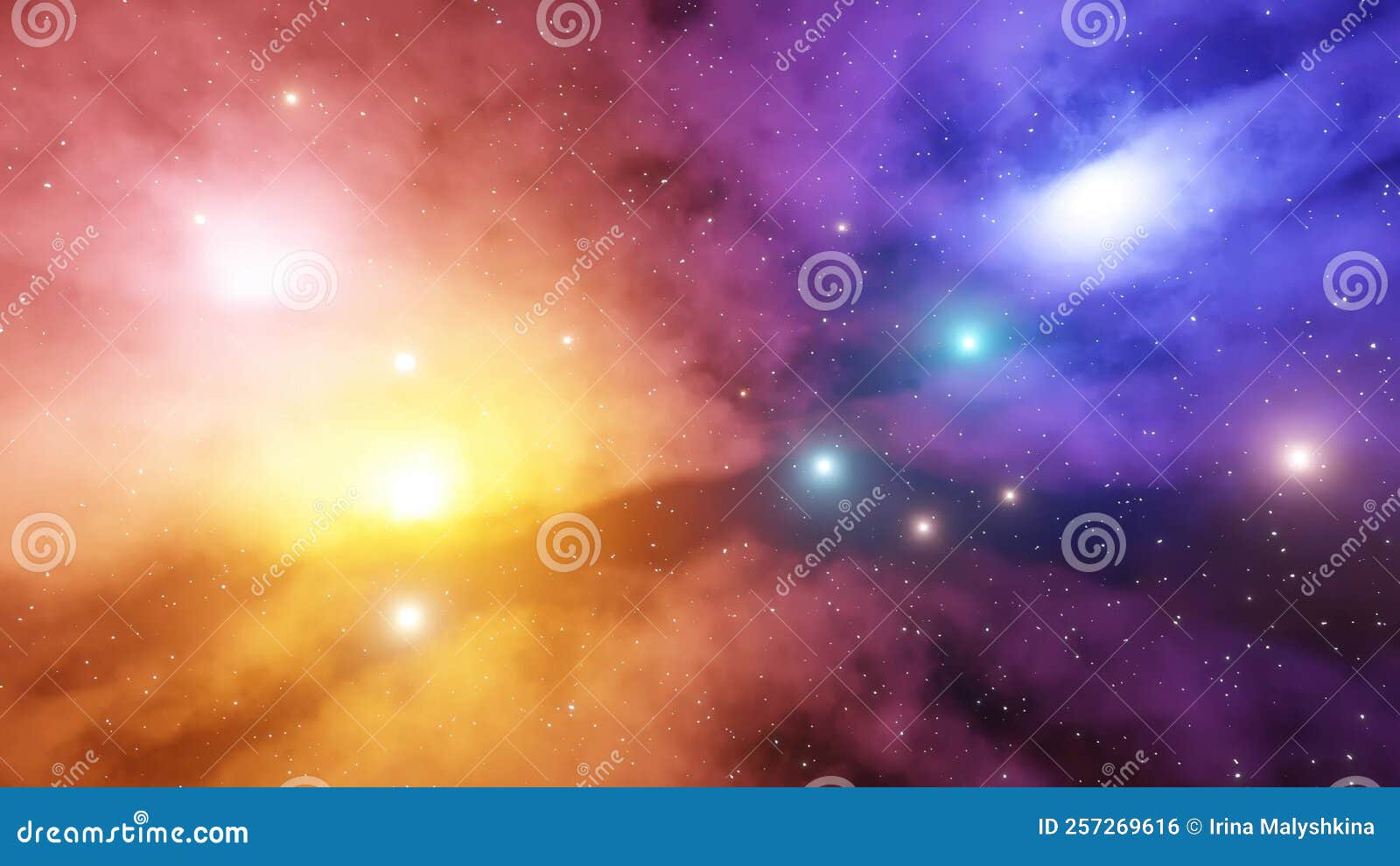 3d Render Nebula Loop Background with Glowing Star and Blue Orange ...