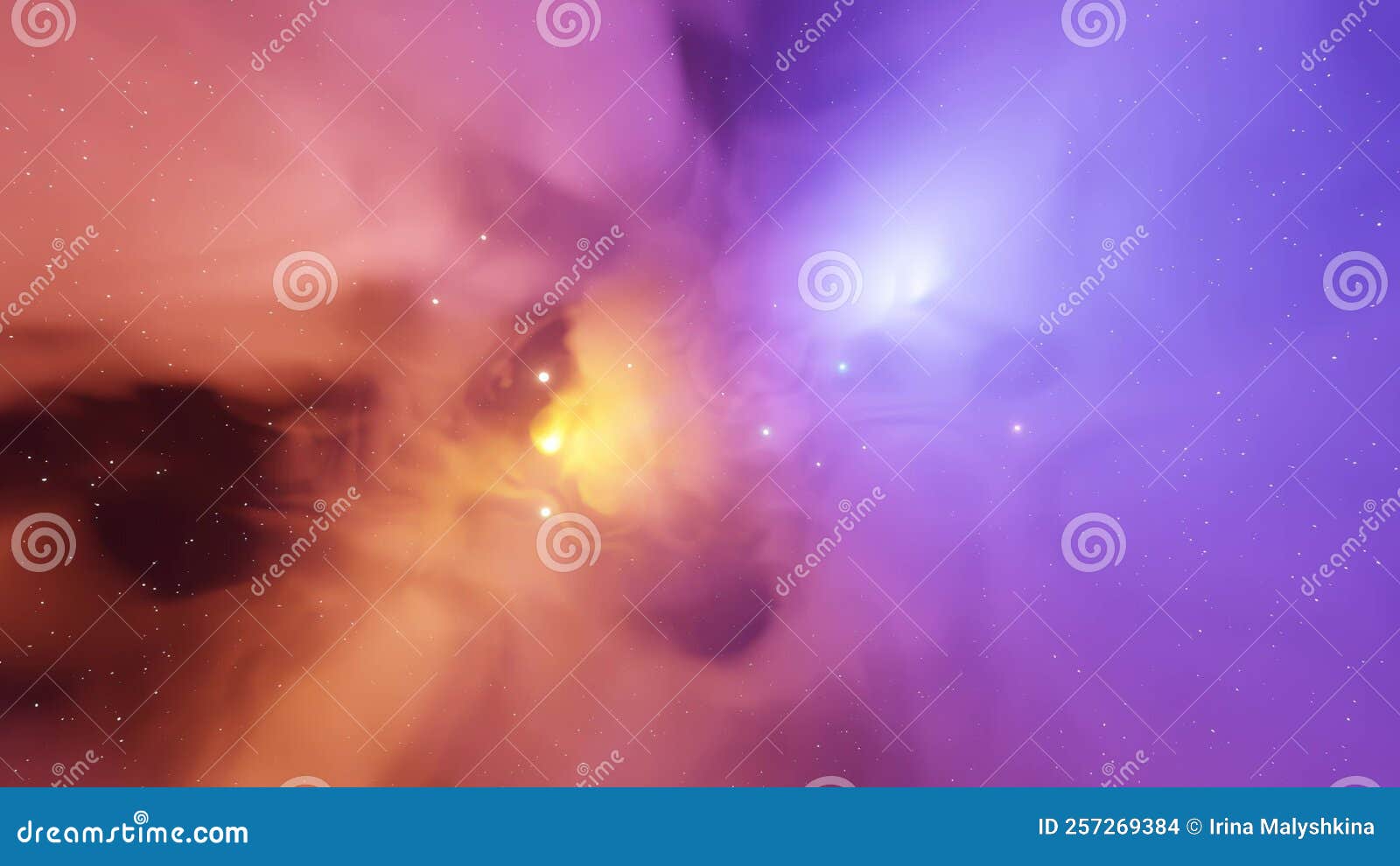 3d Render Nebula Loop Background with Glowing Star and Blue Orange ...