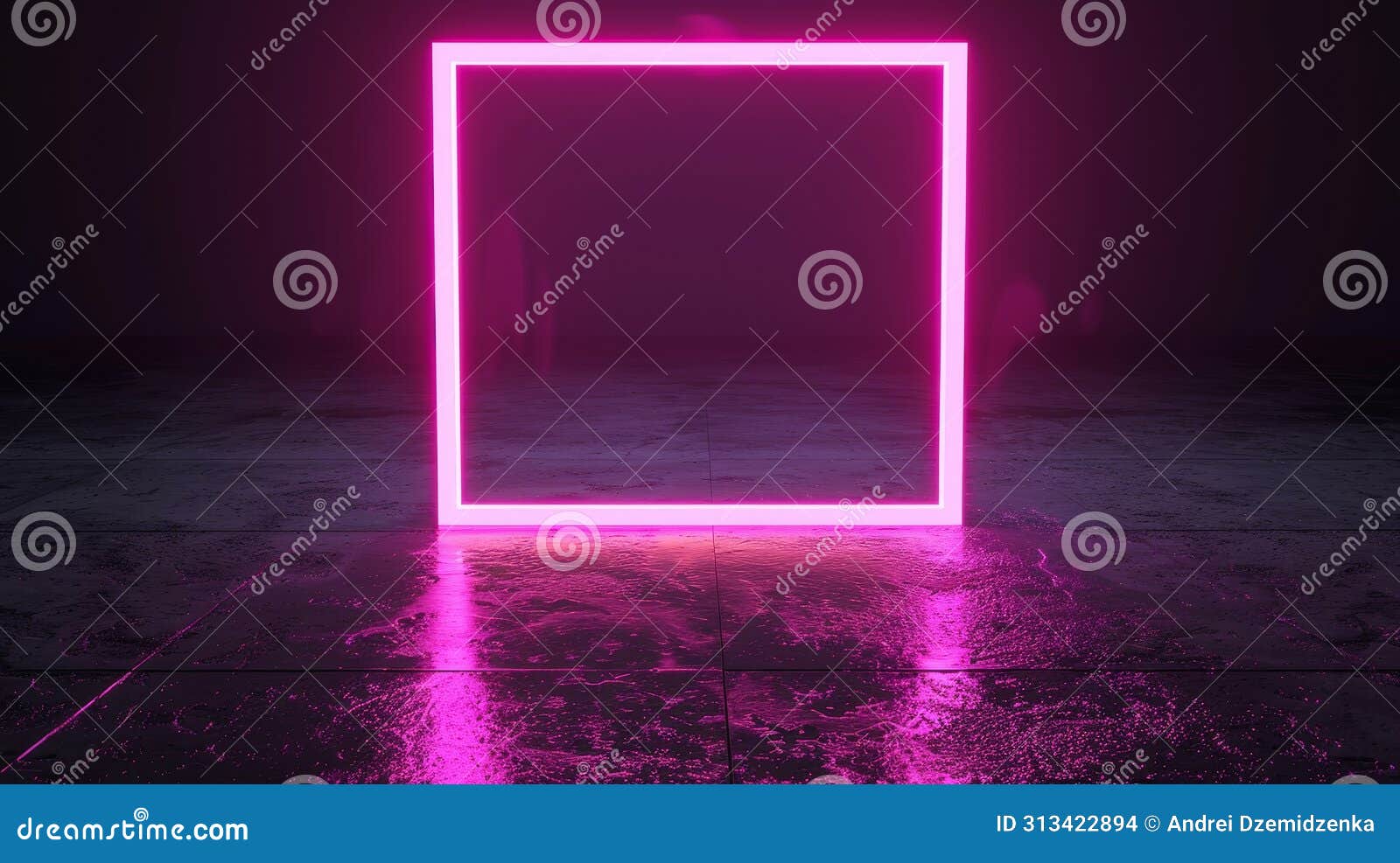 In this 3D Render, Neon Background is Abstracted, and the Square Shape ...