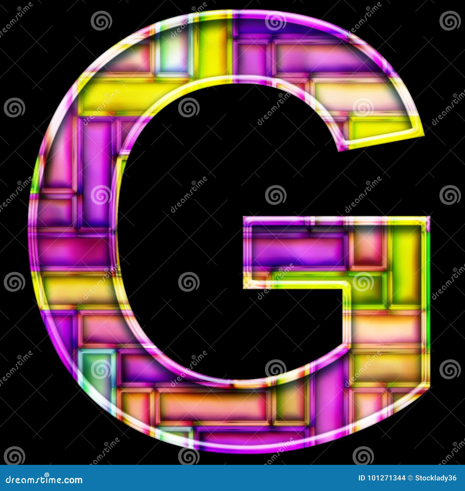 3D Render of Neon Bricks Alphabet Letter G Stock Illustration ...
