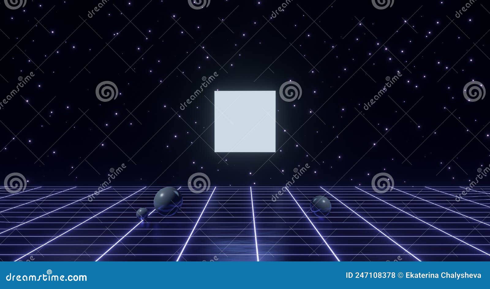 3d Render, Neon Glowing Geometric Shape Stock Illustration ...