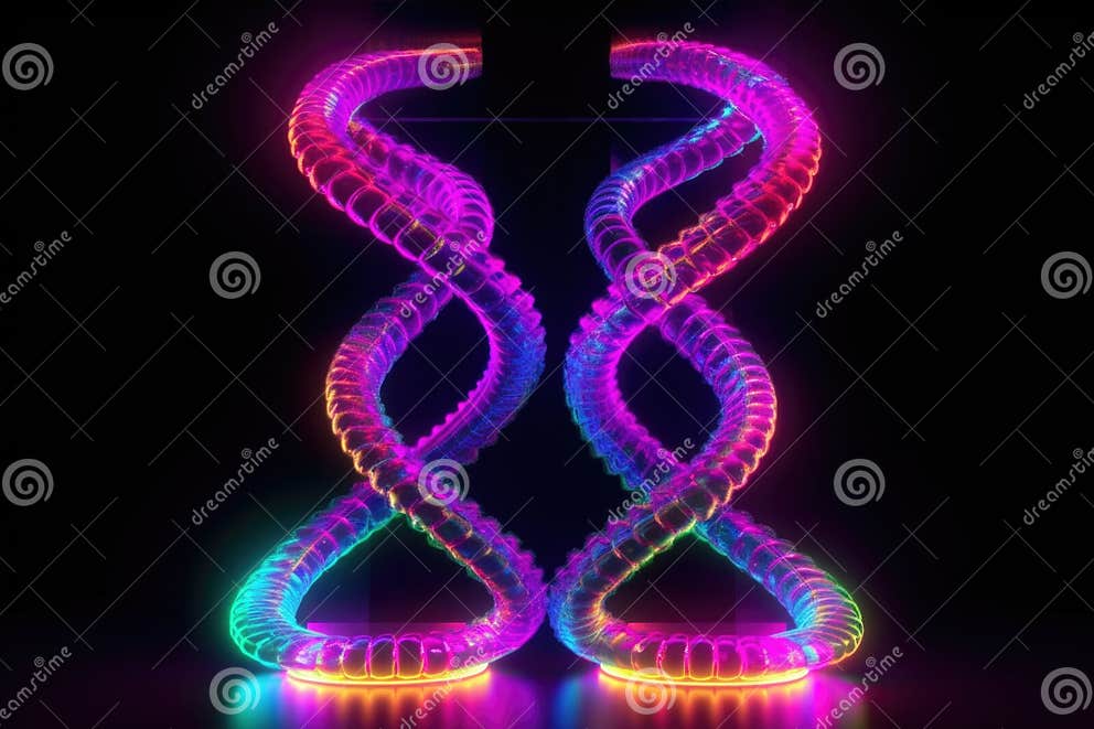 3d Render of Neon Illuminated Dna Strand Stock Illustration ...
