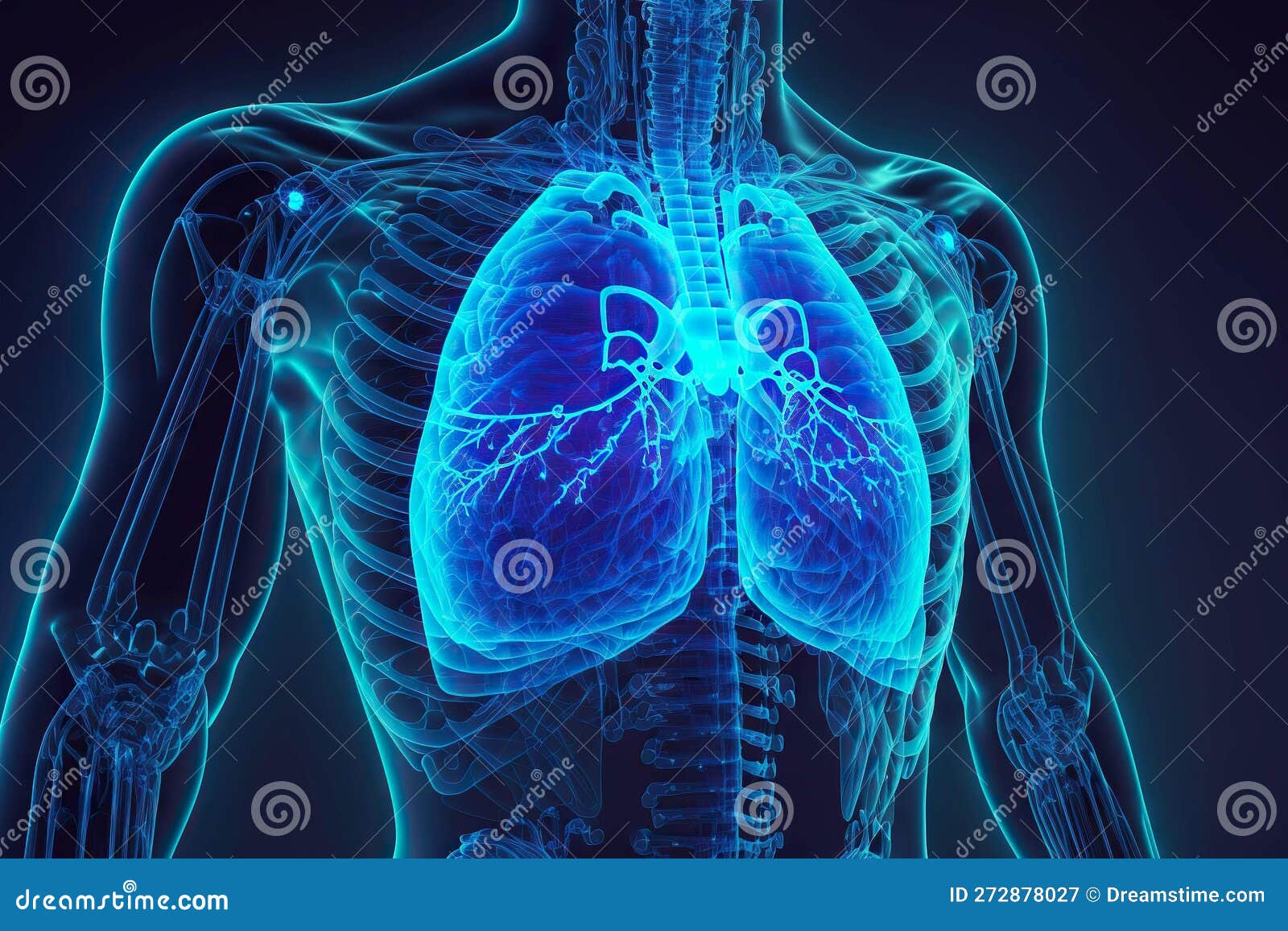 3D Render Neon Image of Internal Human Organs with Blue Backlight Stock ...