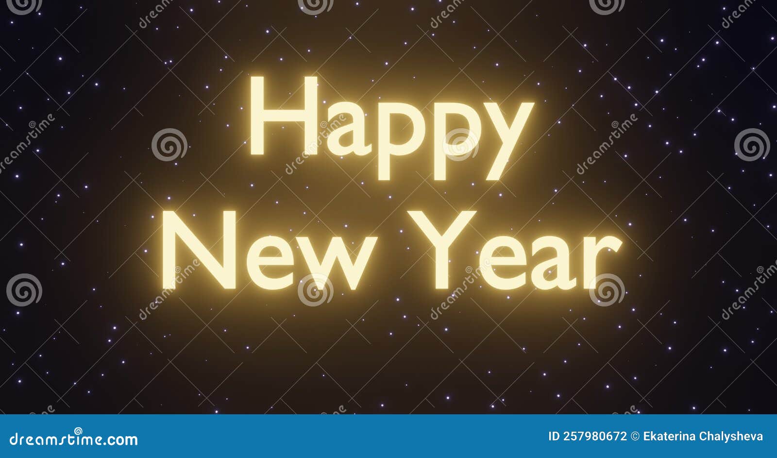 3d Render of Neon Lighting New Year Greeting Card Stock Illustration ...