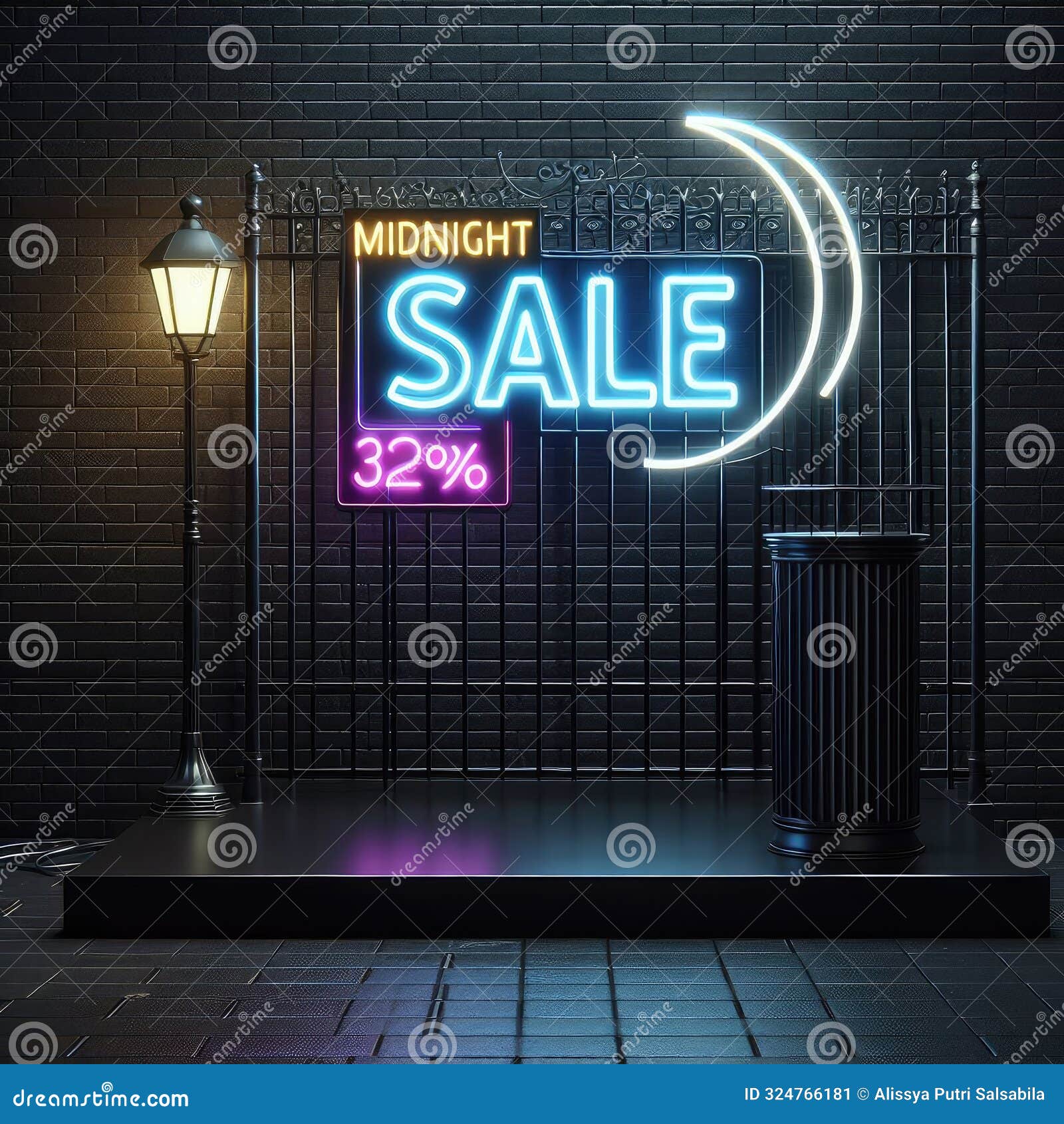 3D Render of Neon Signs on Blackboard Sale Stock Illustration ...