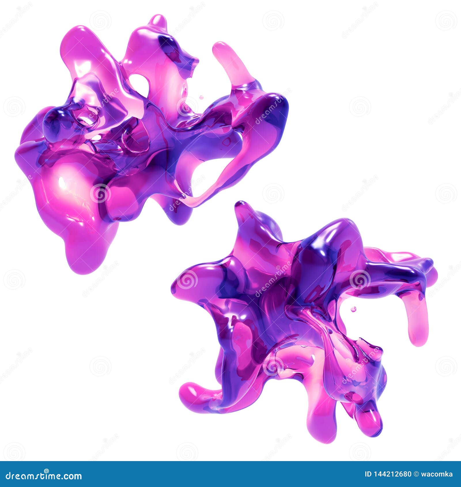 3d Render, Neon Splash, Pink Liquid, Drink Splashing, Design Element ...