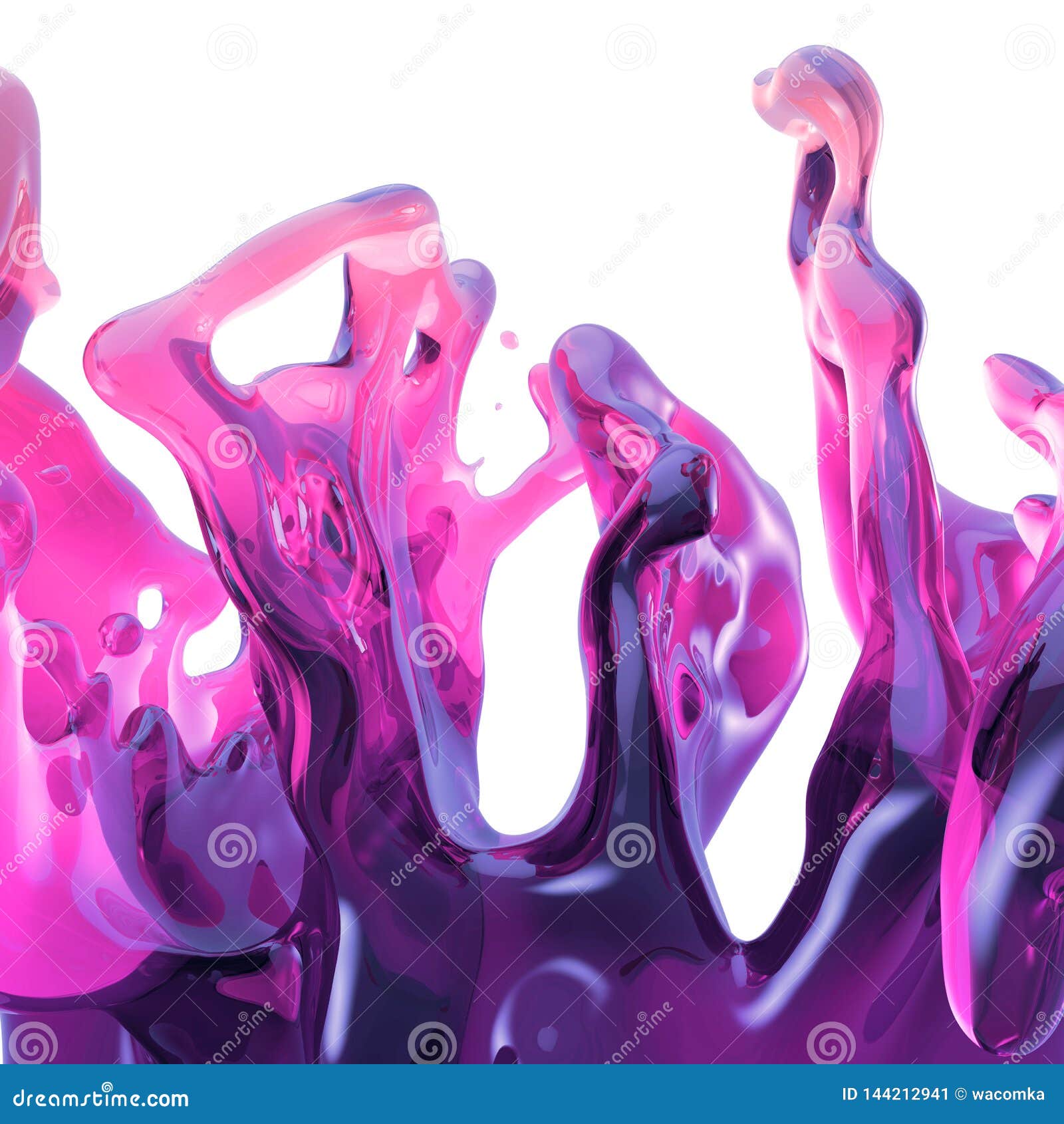 3d Render, Neon Splash, Pink Liquid, Drink Splashing, Design Element ...