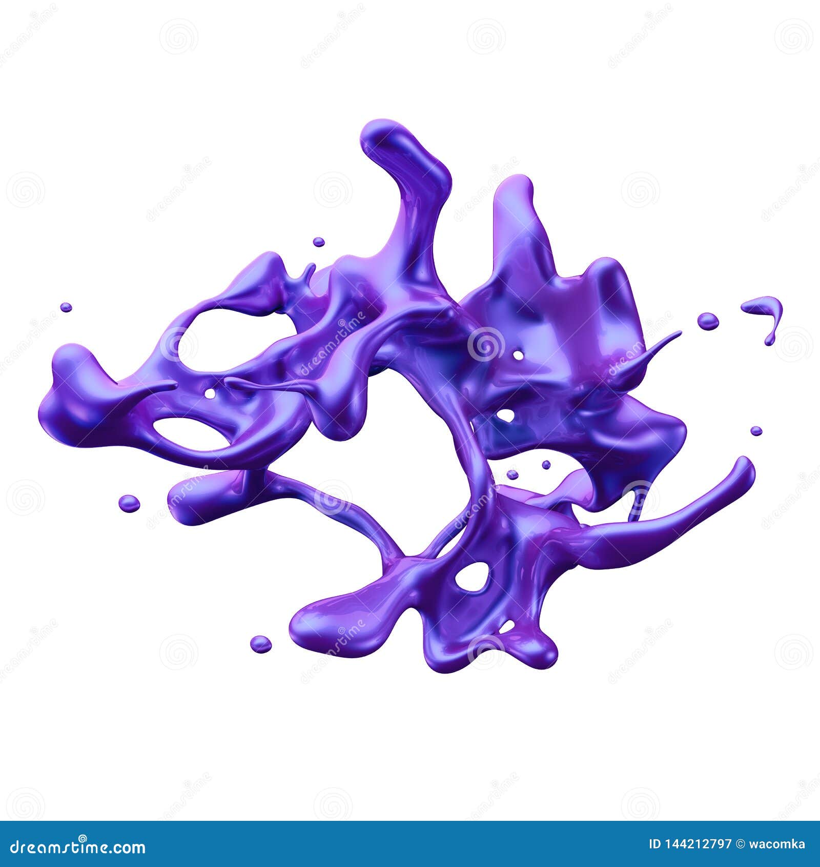 3d Render of Neon Violet Splash, Liquid, Paint Splashing, Design ...