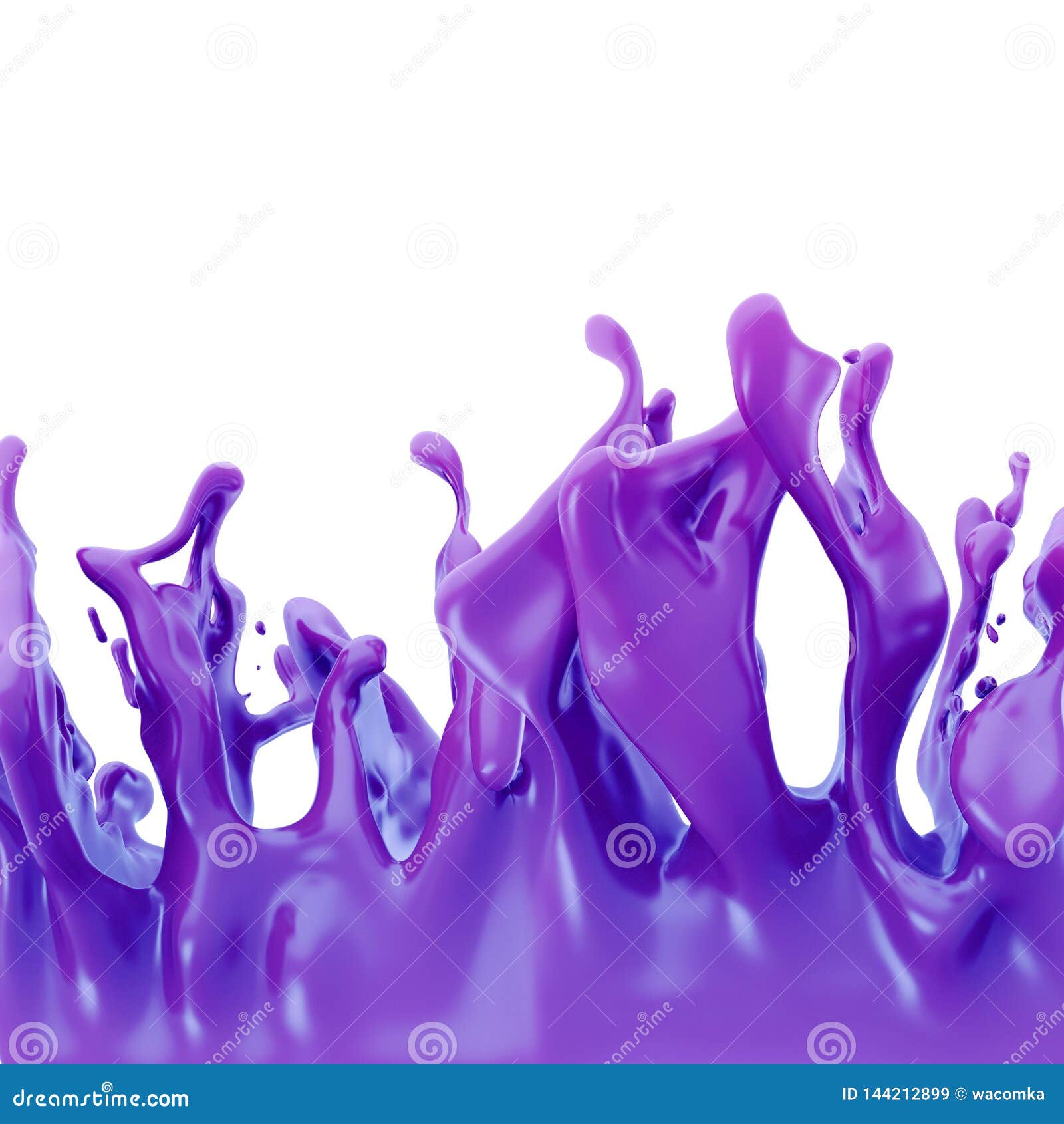 3d Render, Neon Violet Splash, Liquid, Paint Splashing, Design Element ...