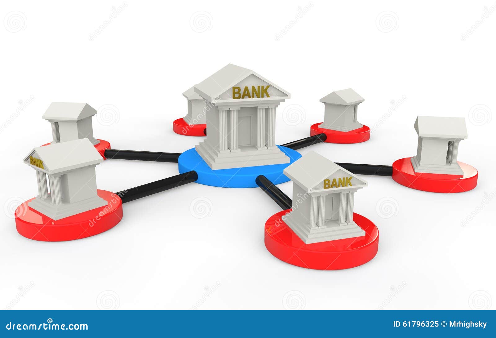 3d Render of Network of Bank Buildings Stock Illustration ...