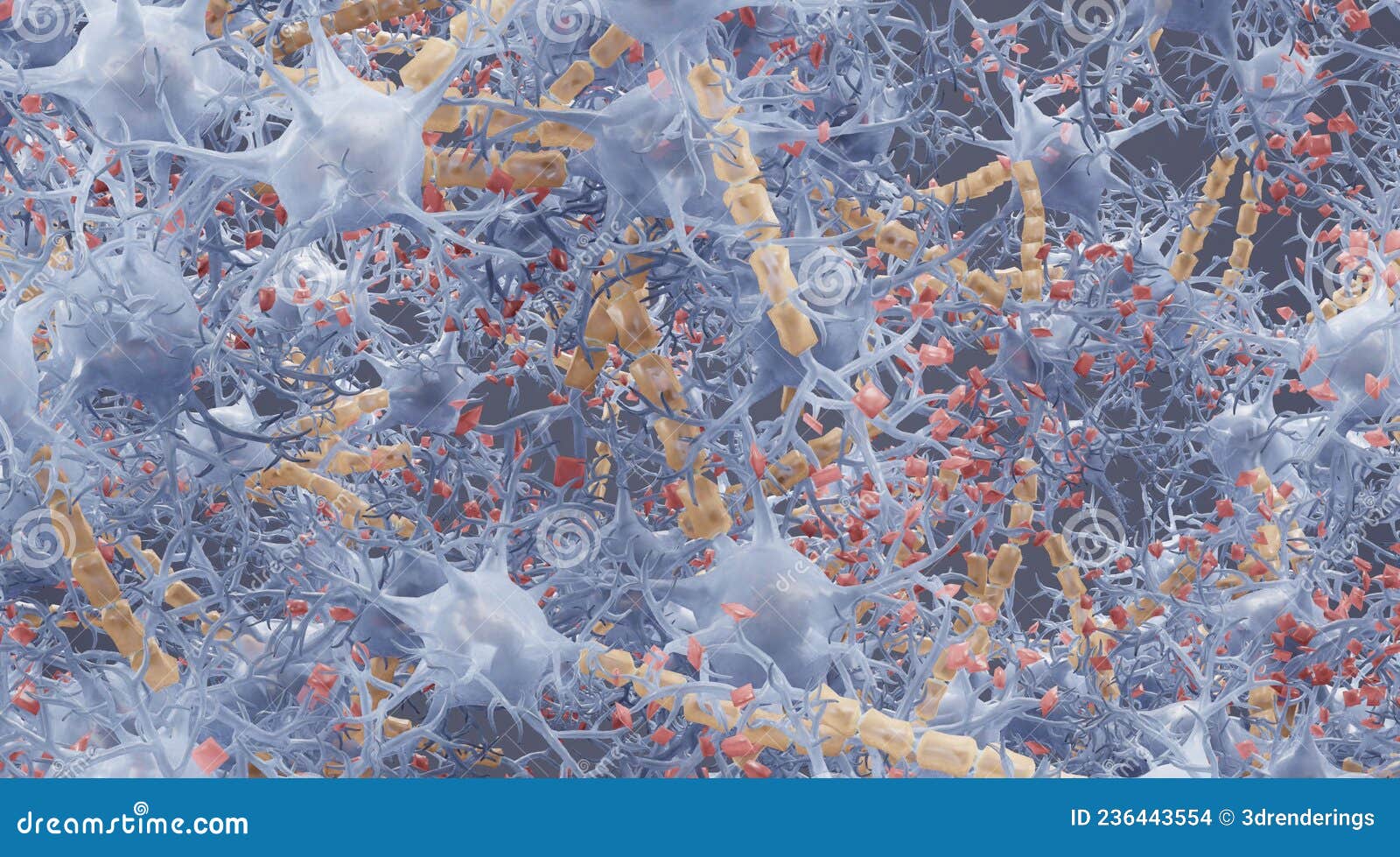 3D Render of Neural Network Stock Illustration - Illustration of axon ...
