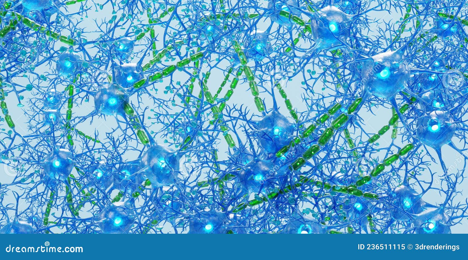 3D Render of Neural Network Stock Illustration - Illustration of body ...