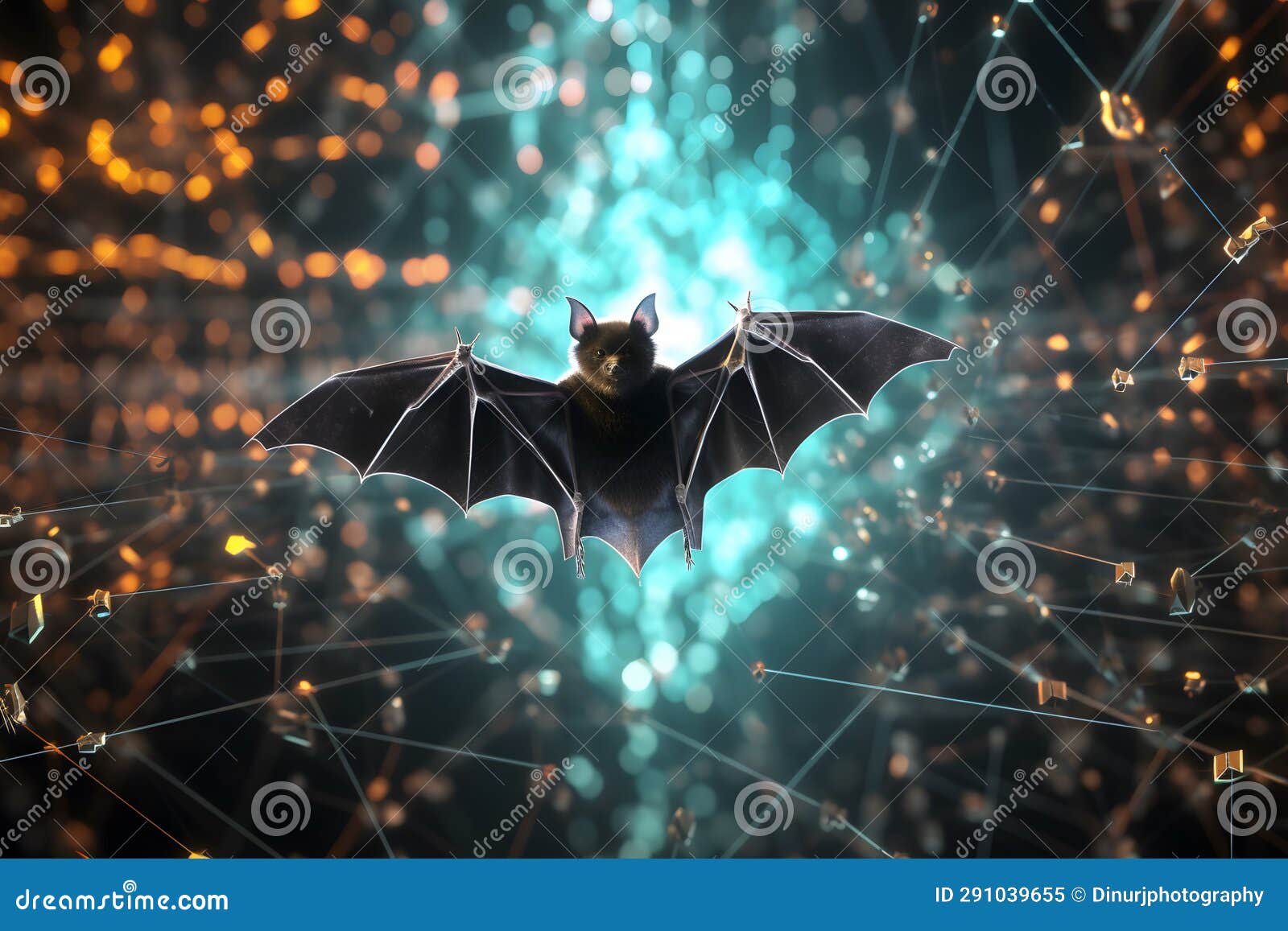 3D Render Nipah Virus and a Bat in a Digital Binary Background Stock ...