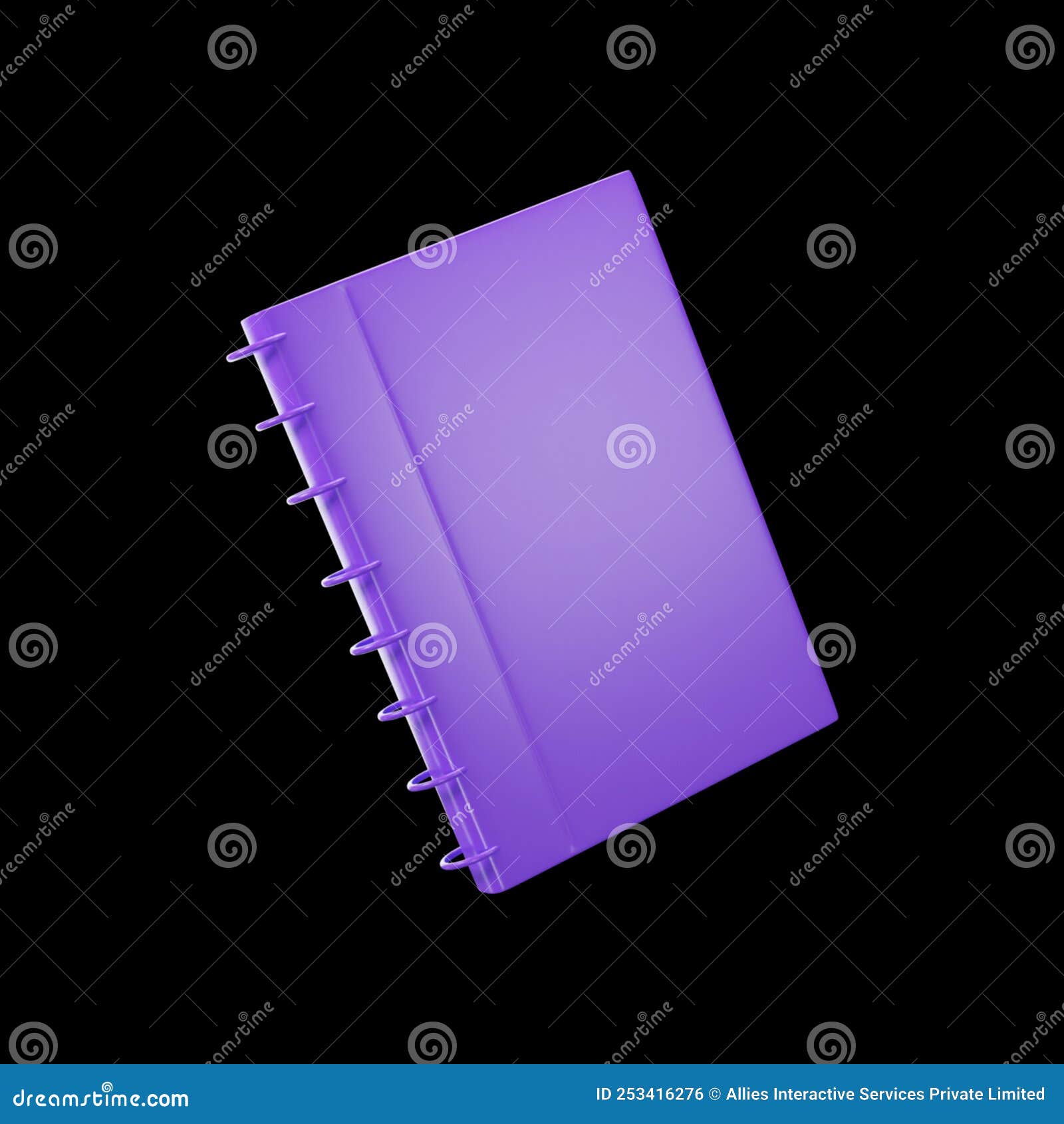 3D Render of Notebook Icon in Purple Color on Black Stock Illustration ...