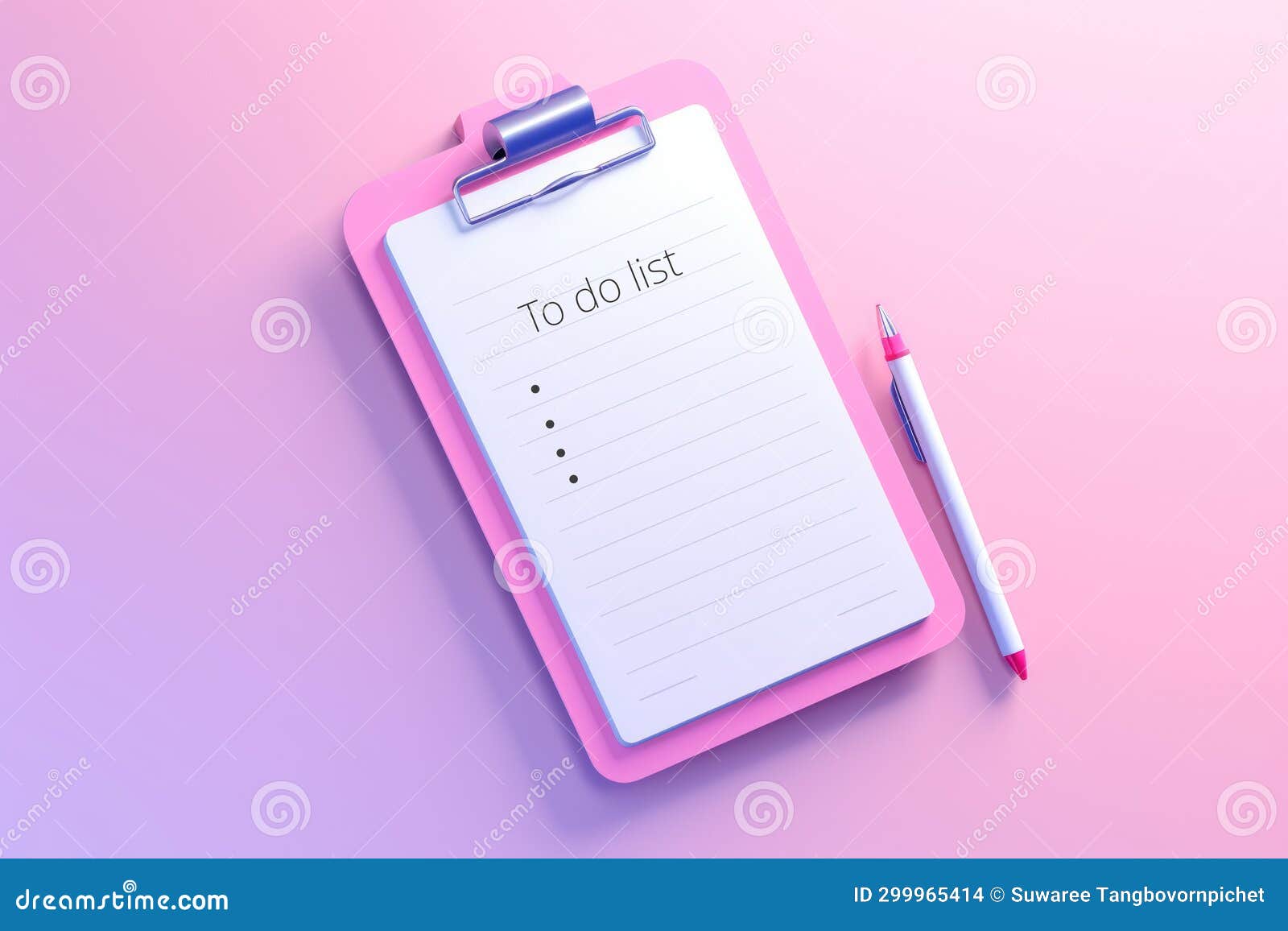 3d Render of Notepad with To Do List and Pen Stock Illustration ...