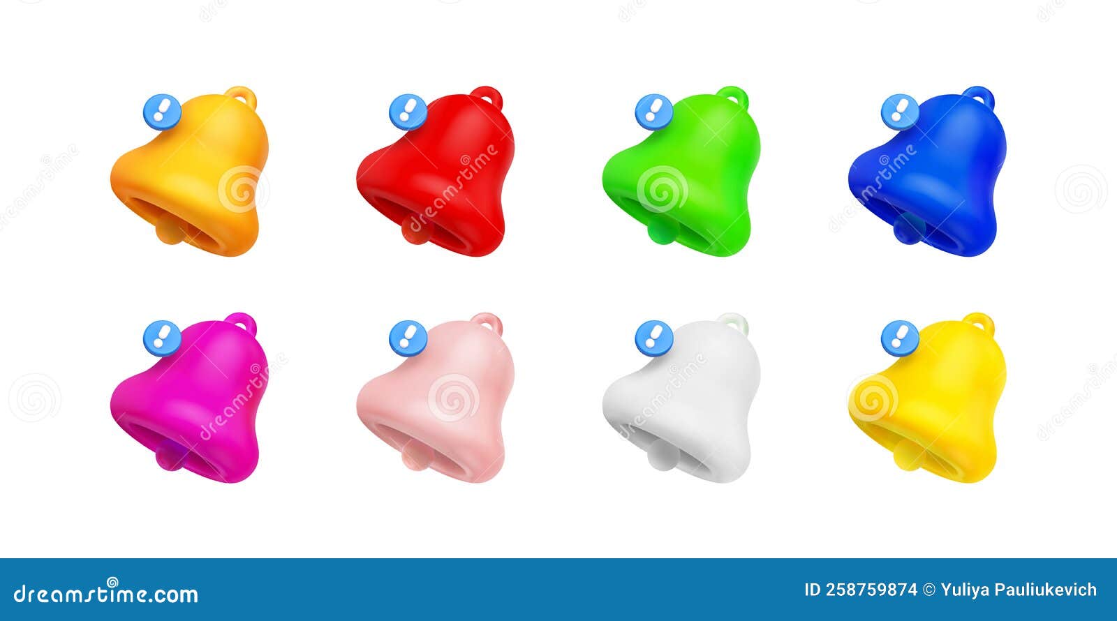 3d Render Notification Bells, Color Unread Message Stock Vector ...