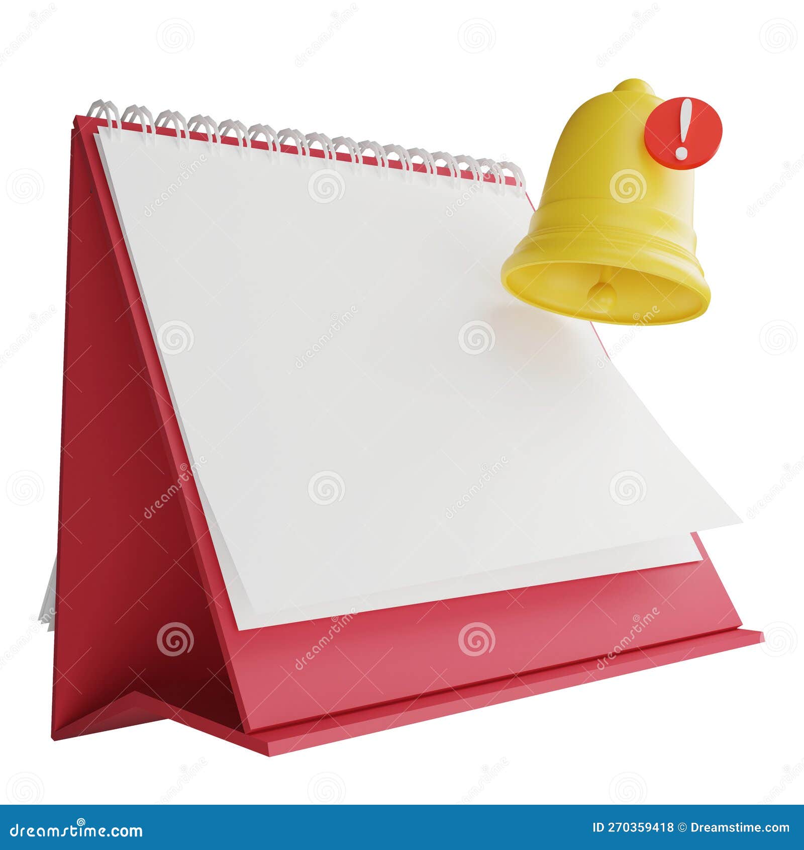 3D Render Notification Calendar Icon Isolated on White Background Stock ...