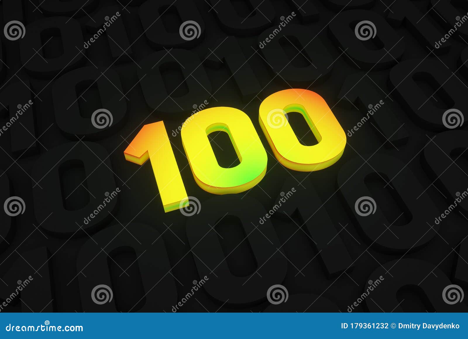 3d Render. Number 100 in Color Gradient on a Black Pattern. Speed ...