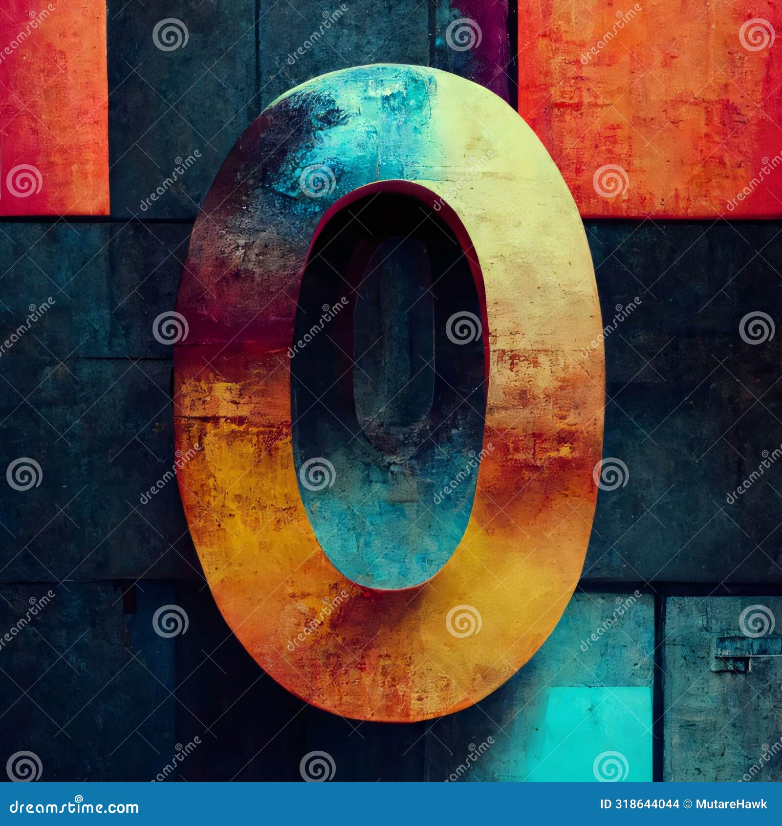 3d Render of the Number 0 on a Grunge Background Stock Illustration ...
