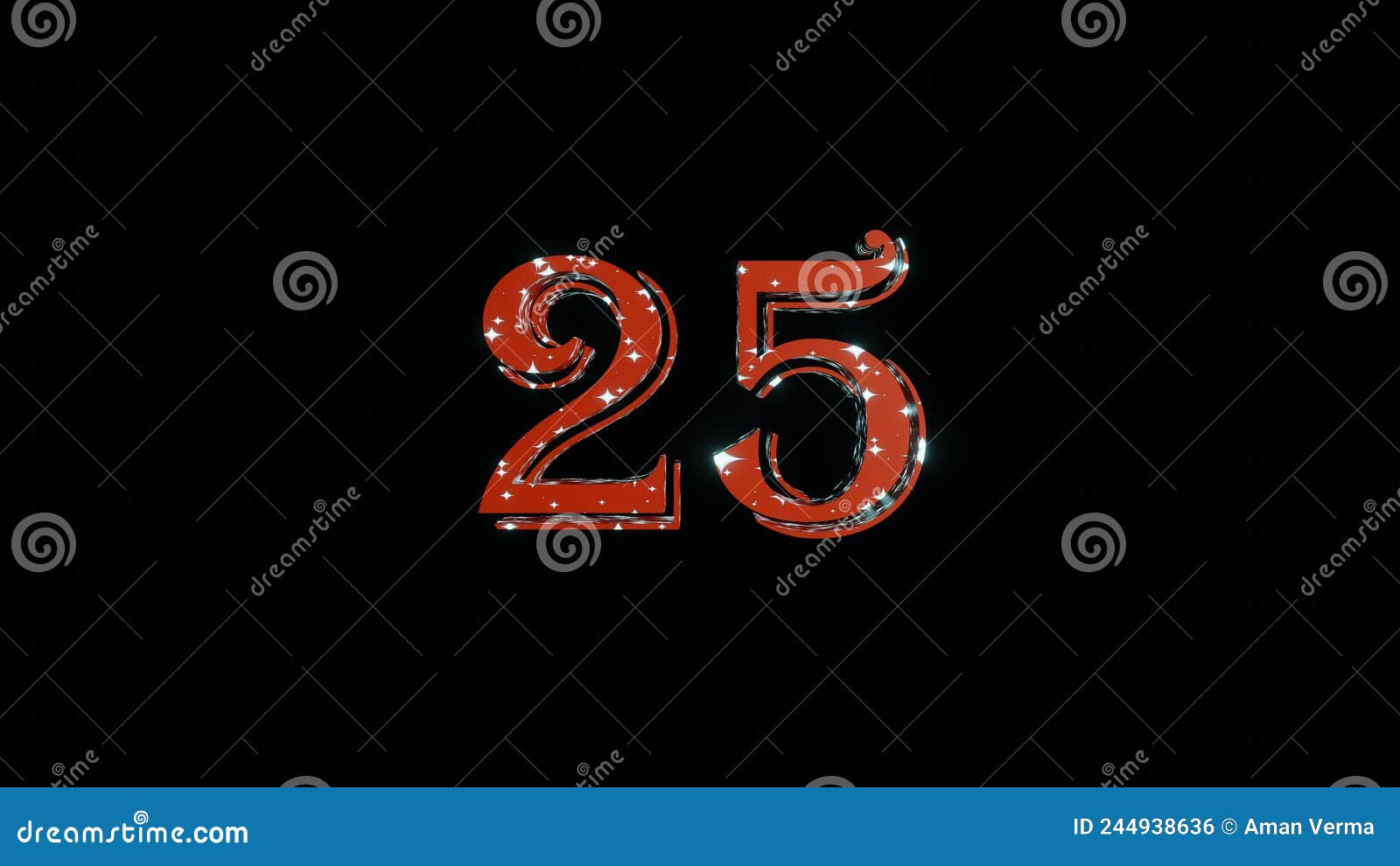 3D Render Number 25 Has Beautiful Texture on it. Stock Illustration ...