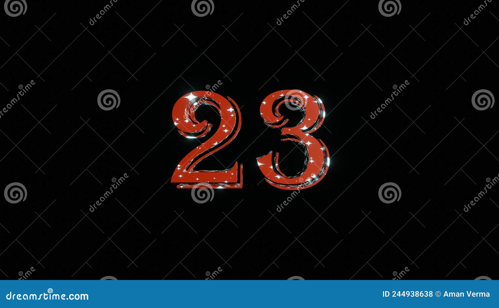 3D Render Number 23 Has Beautiful Texture on it. Best Digital Symbol ...