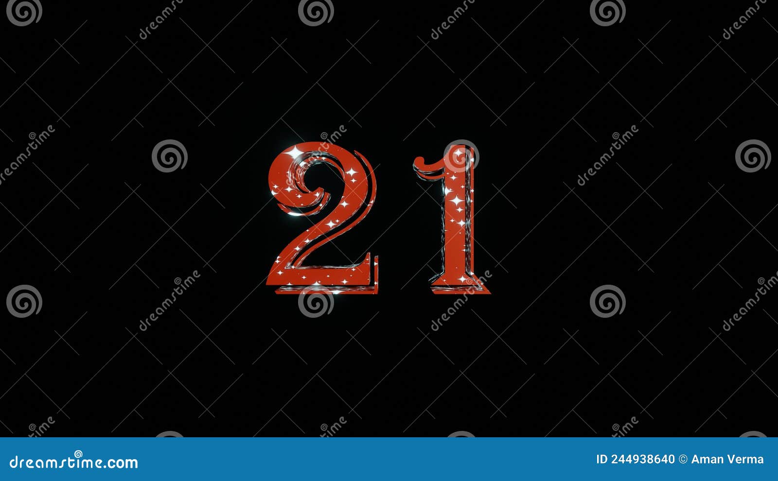 3D Render Number 21 Has Beautiful Texture on it. Best Digital Symbol ...