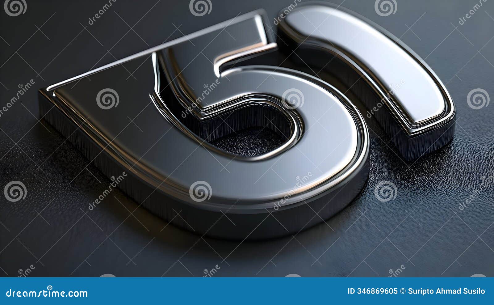 3D Render of Number 51: Metallic Chrome Design Stock Illustration ...