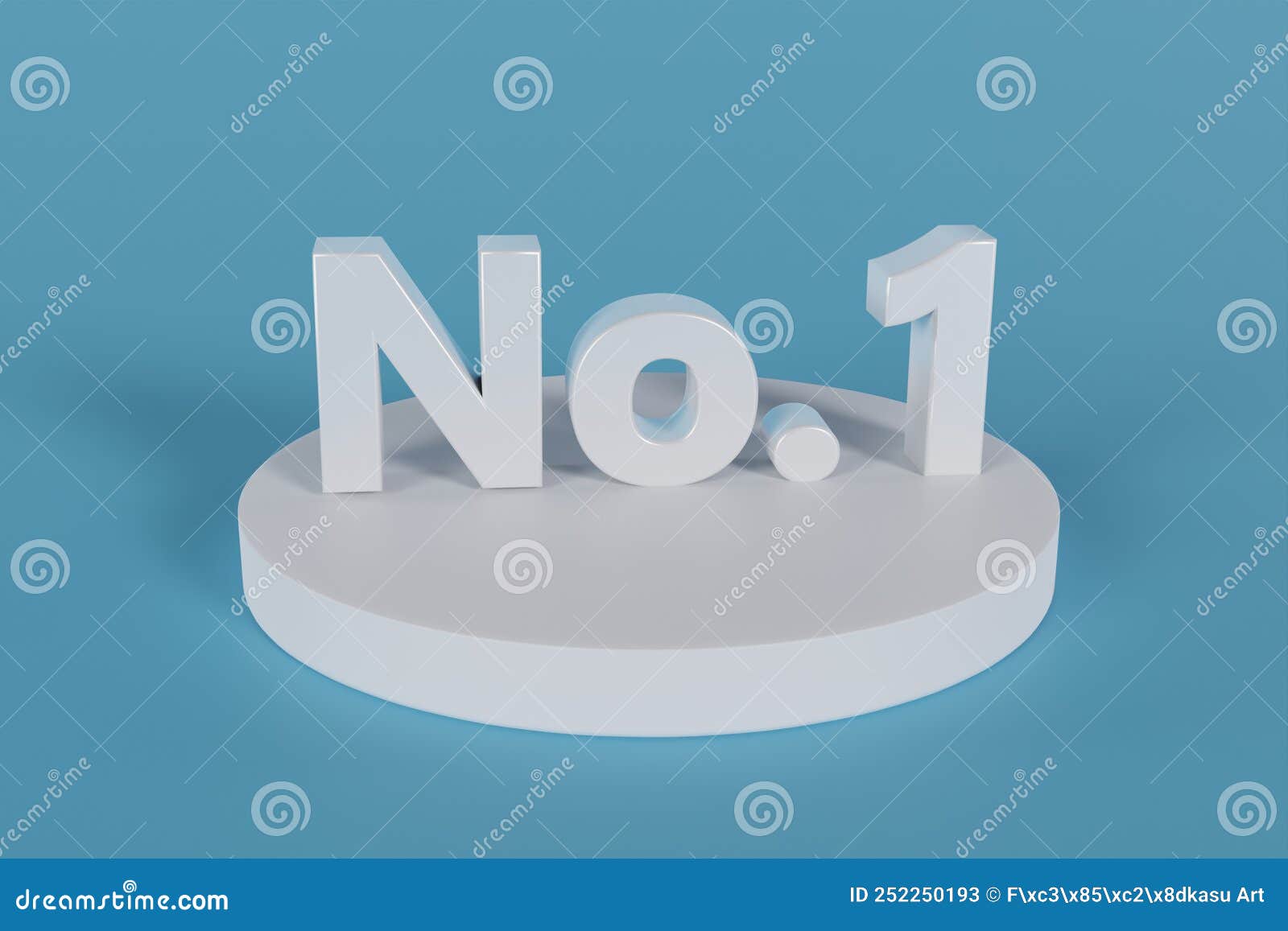 3D Render Number One on the White Podium. Stock Illustration ...
