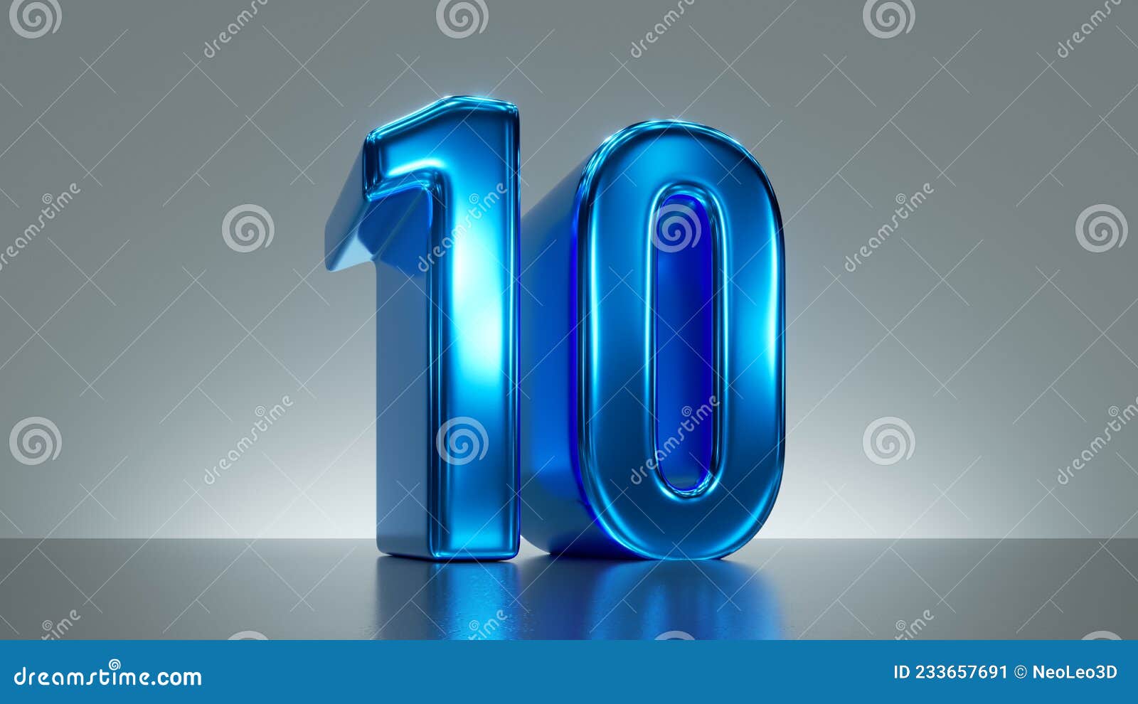 3d Render, Number Ten, Blue Glossy Metallic Symbol. Top Chart Stock ...