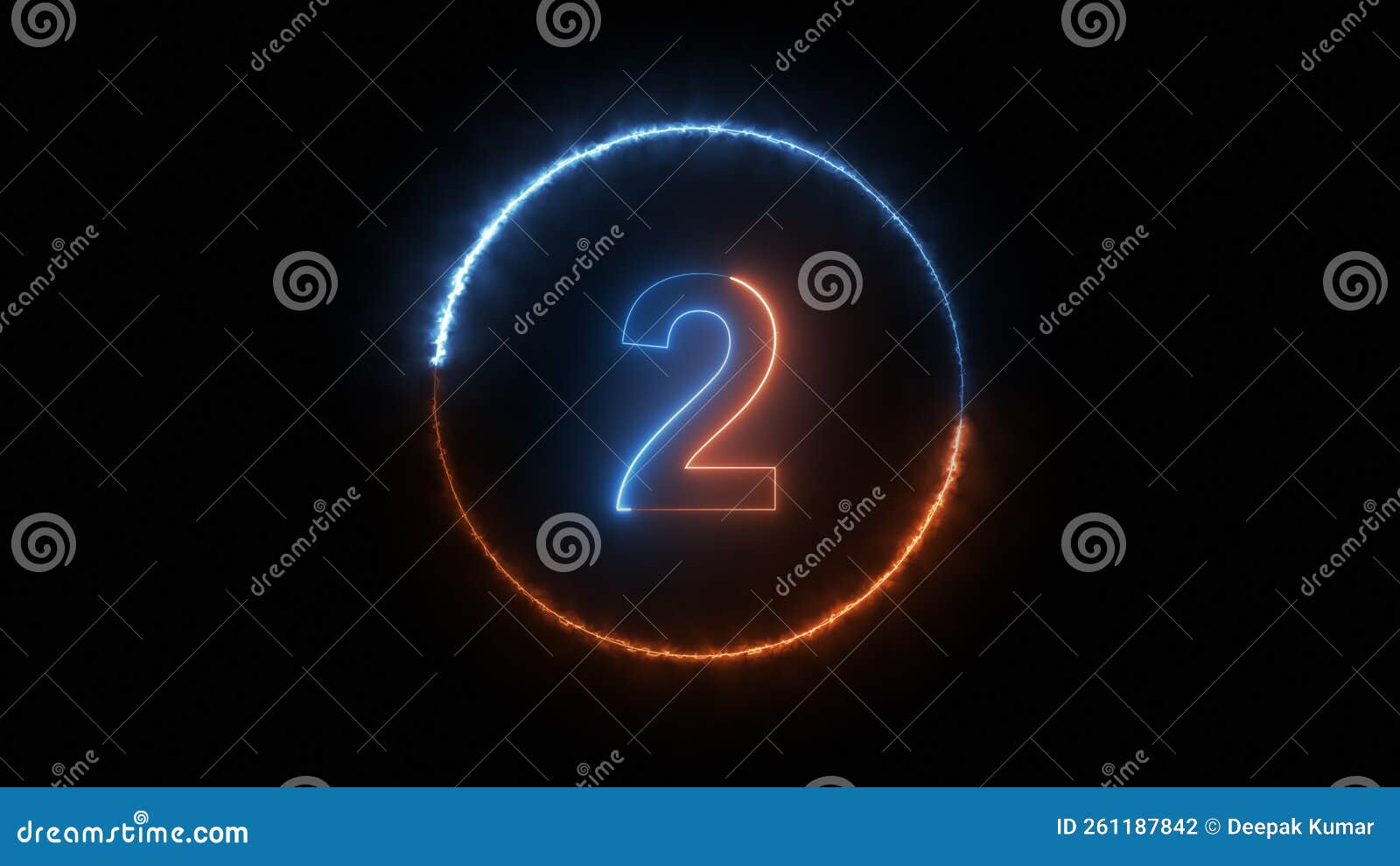 3d Render, Number Two Glowing in the Dark Stock Illustration ...