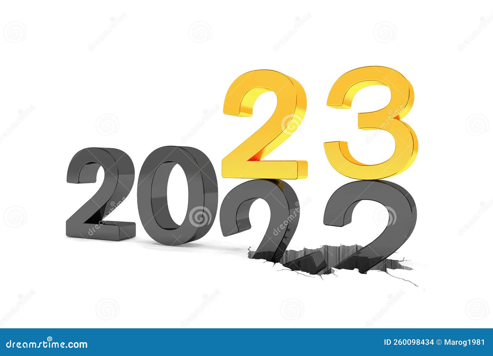 3d Render of the Numbers 2022 and 23 in Black and Gold Over White ...