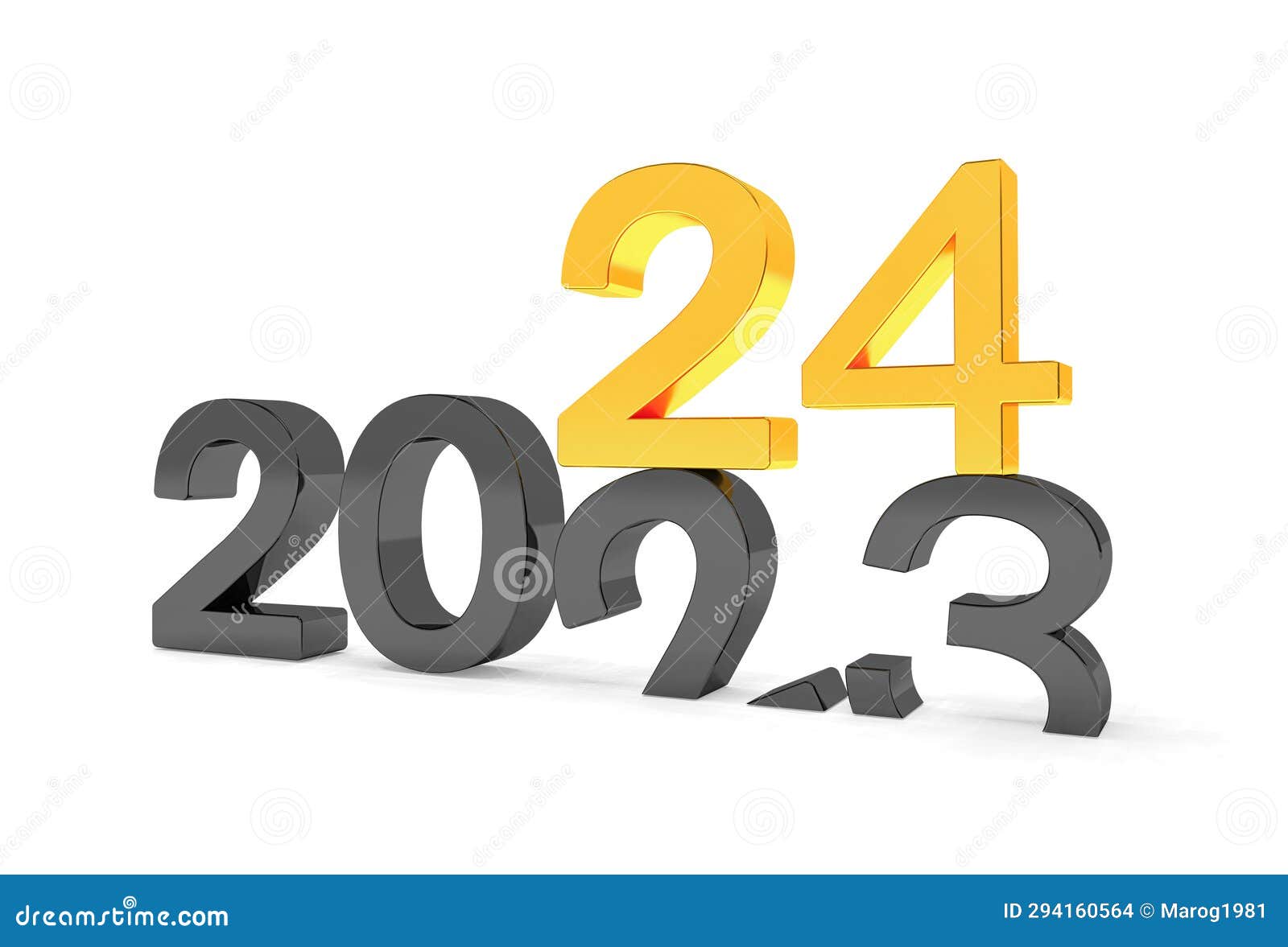 3d Render of the Numbers 2024 and 23 in Black and Gold Over White ...
