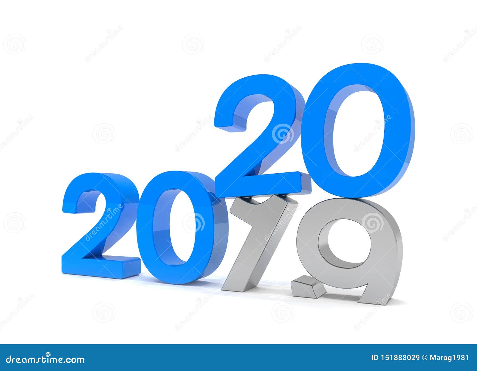3d Render of the Numbers 2019 and 20 in Blue Over White Background ...