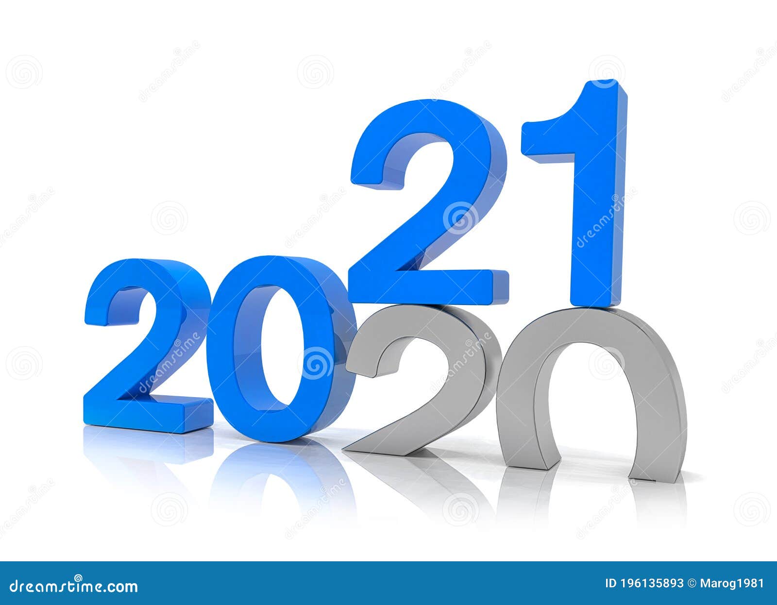 3d Render of the Numbers 2020 and 21 in Blue Over White Background ...
