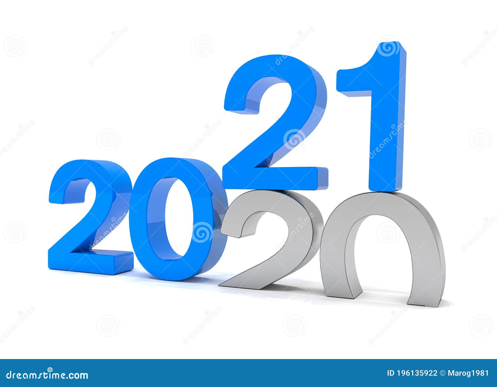 3d Render Of The Numbers 2020 And 21 In Blue Over White Background ...