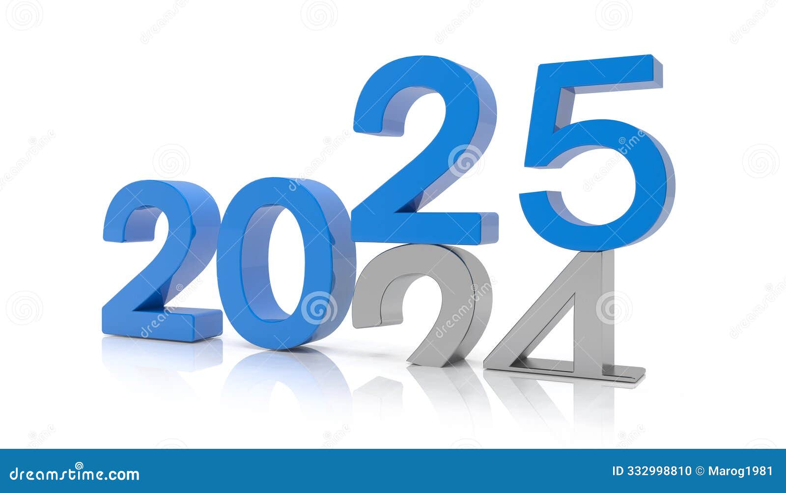 3d Render of the Numbers 2025 and 24 in Blue and Silver Color Over ...