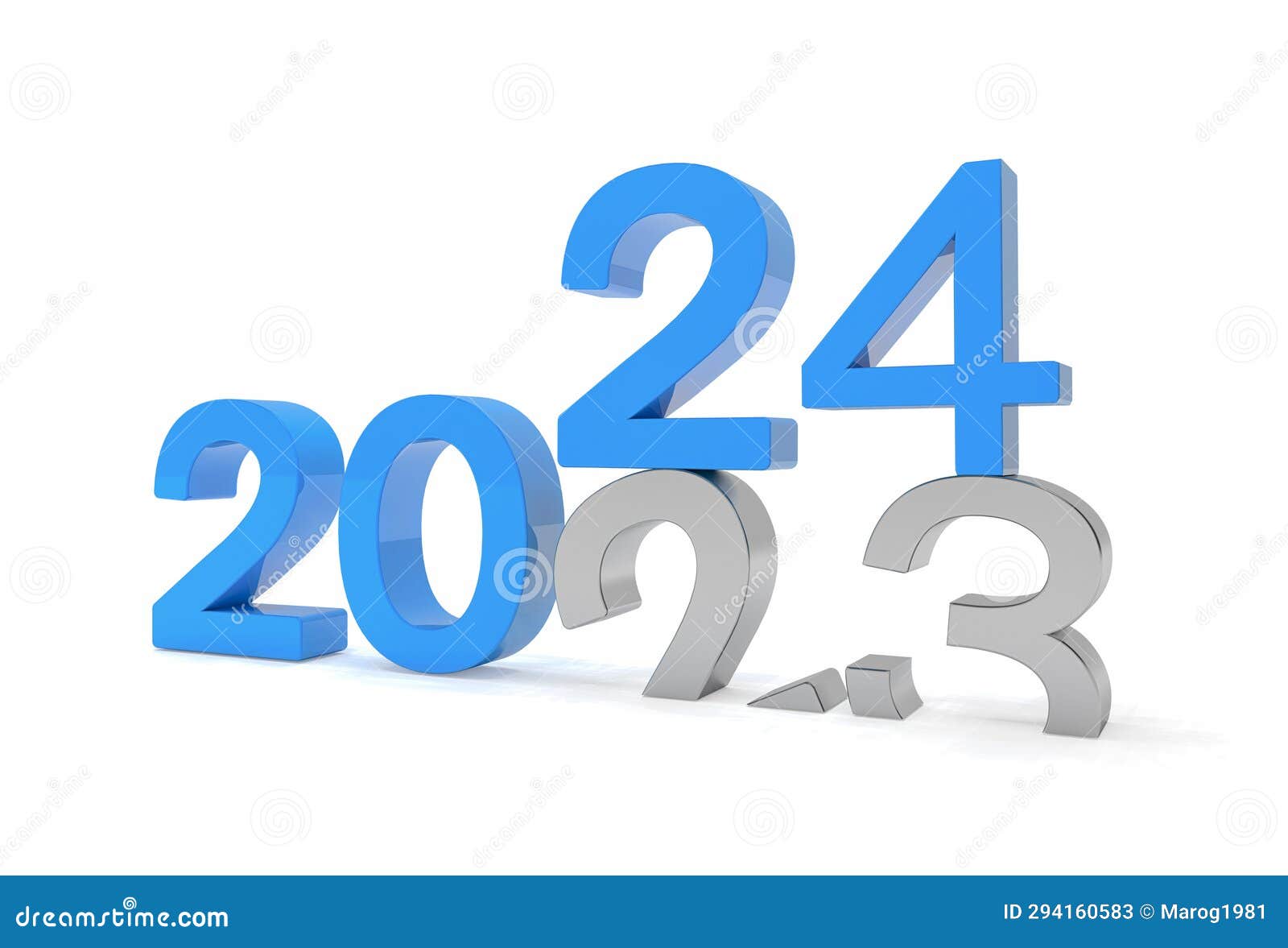 3d Render of the Numbers 2024 and 23 in Blue and Silver Over White ...