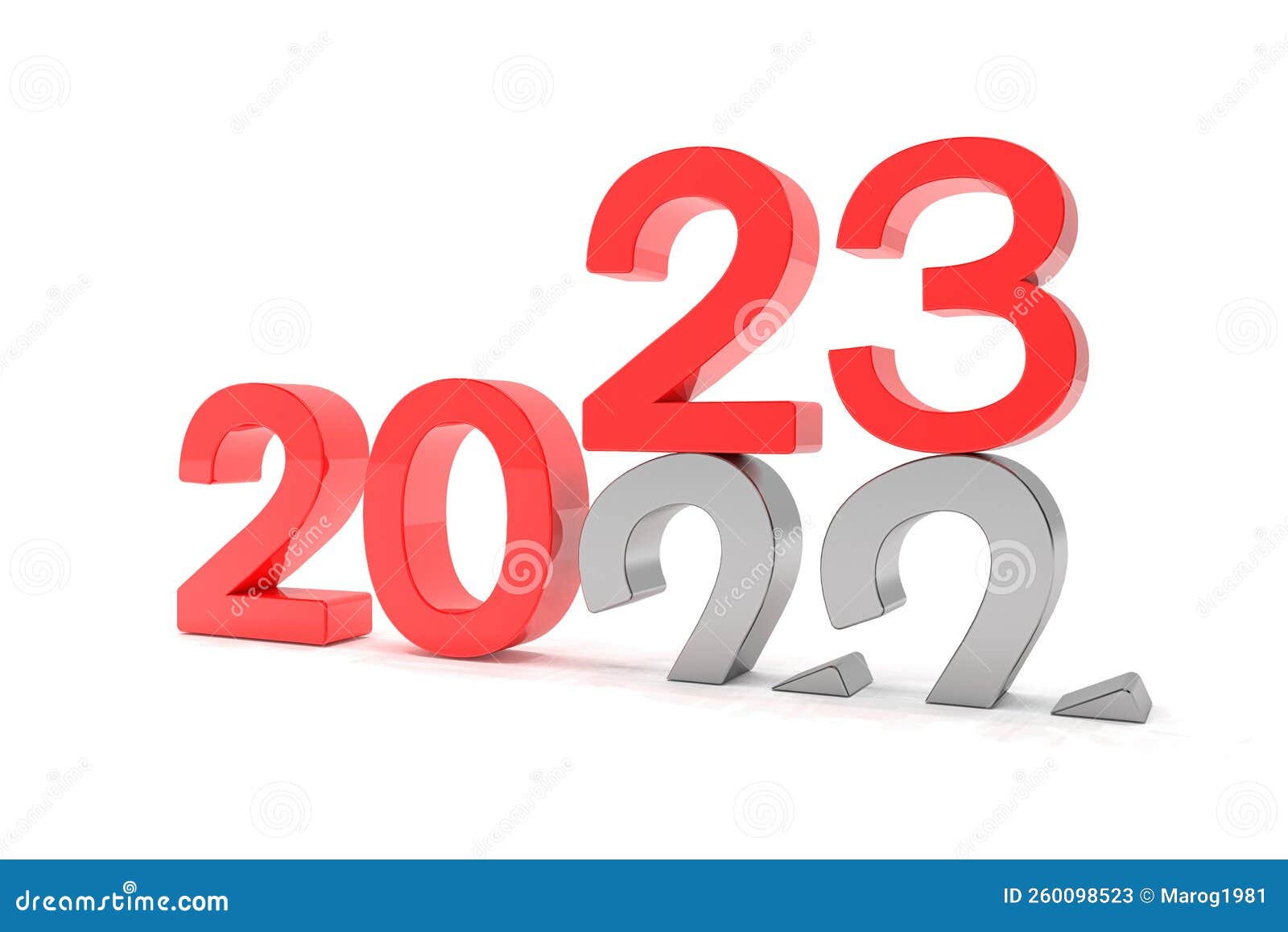 3d Render of the Numbers 2022 and 23 in Red Over White Background Stock ...