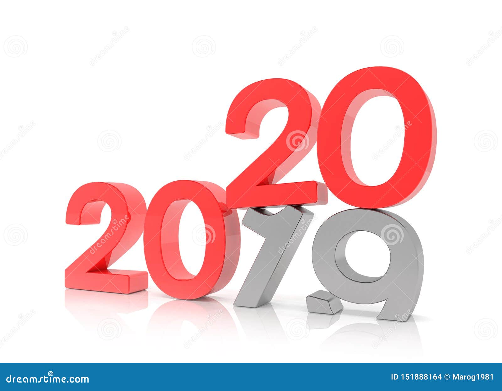 3d Render of the Numbers 2019 and 20 in Red Over White Background Stock ...