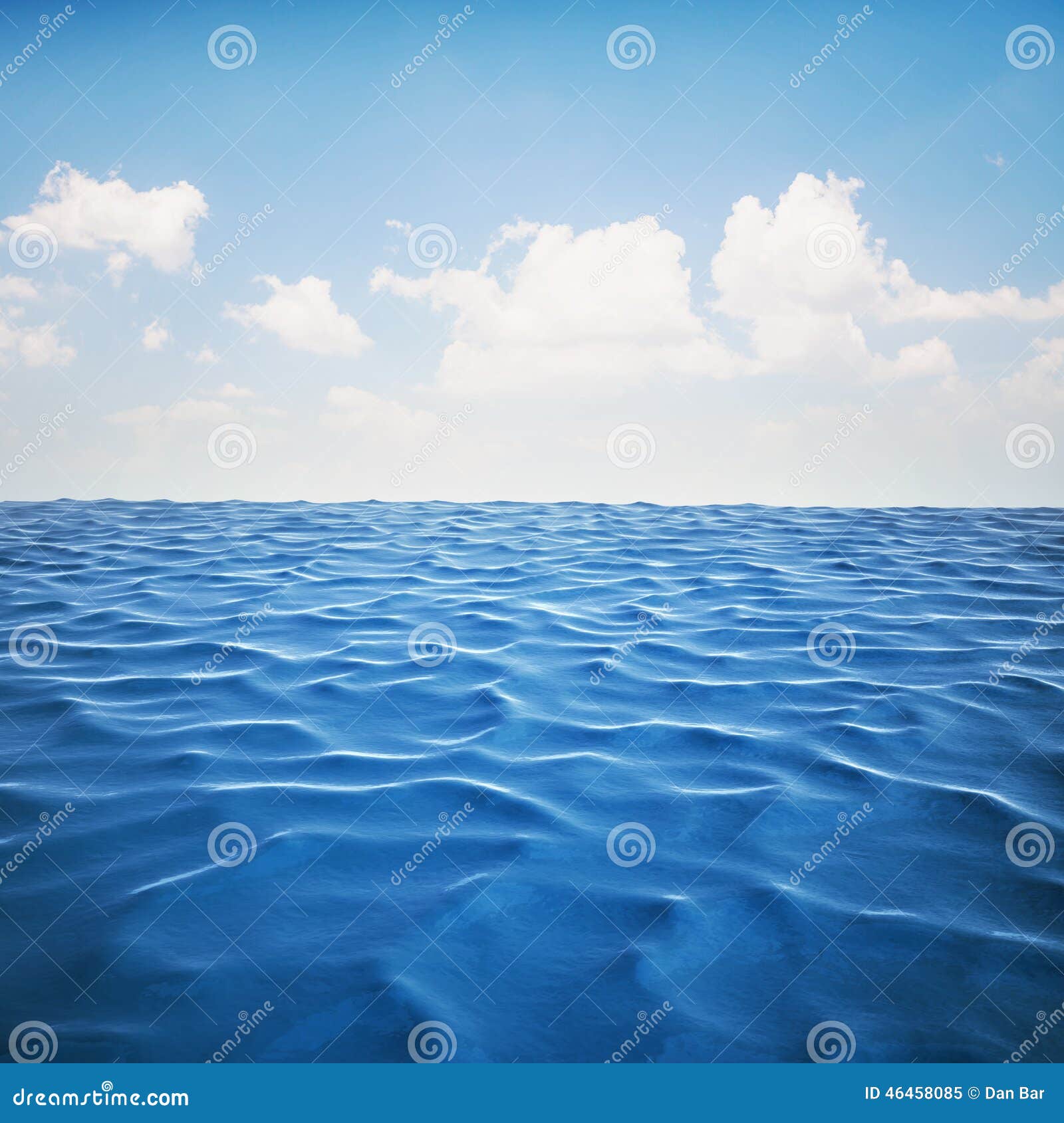 3d Render of Ocean and Beautiful Blue Sky Stock Illustration ...