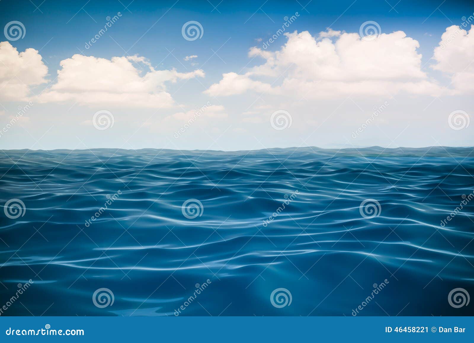 3d Render of Ocean and Beautiful Blue Sky Stock Illustration ...