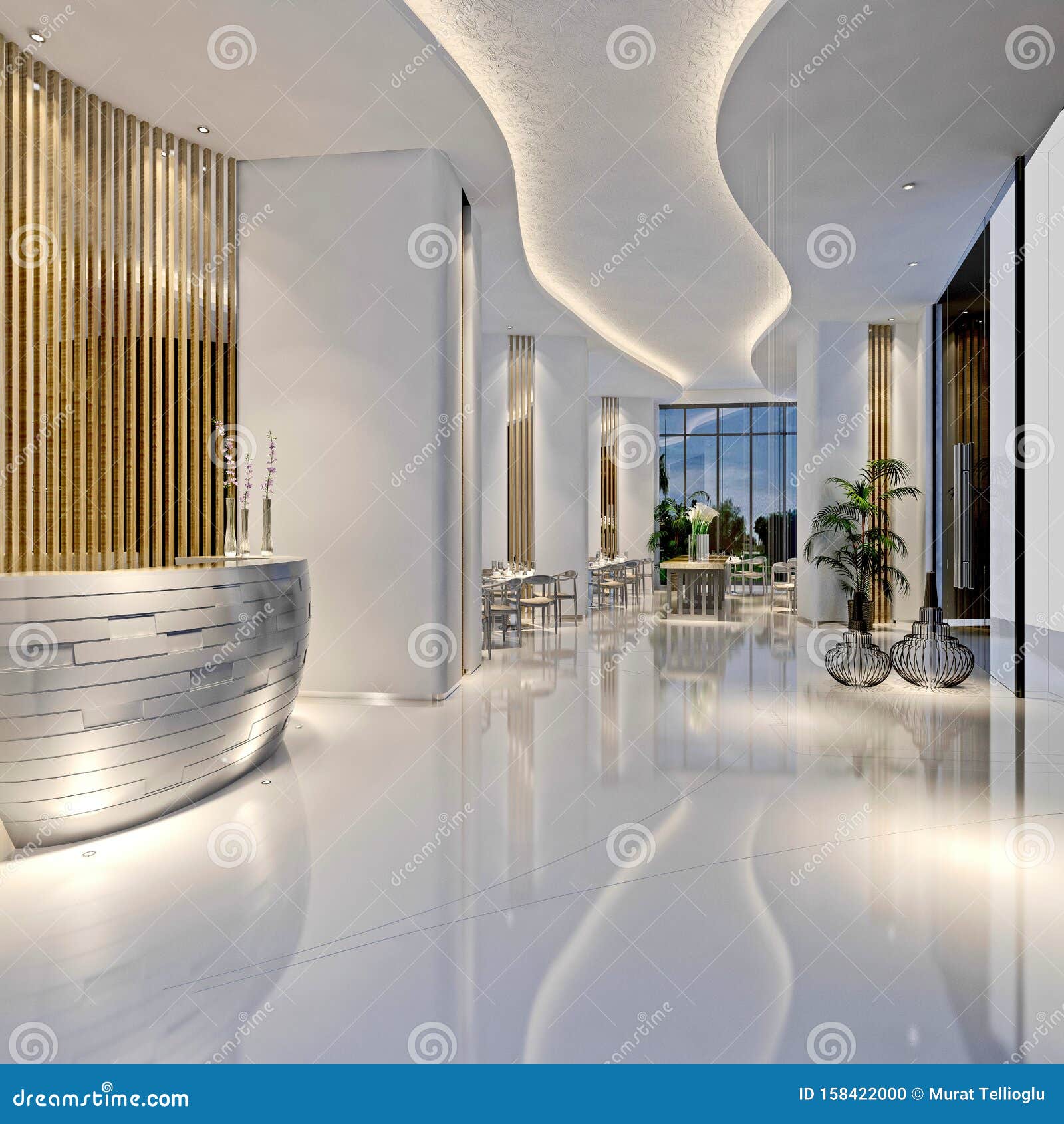 3d Render of Office Front Desk Stock Illustration - Illustration of ...