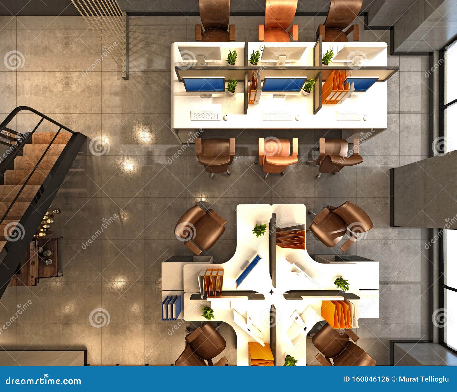 3d Render of Office Interior Stock Illustration - Illustration of ...