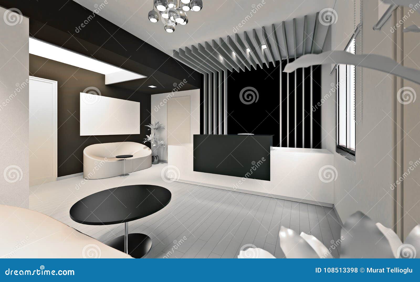3d Render of Office Interior Stock Illustration - Illustration of ...
