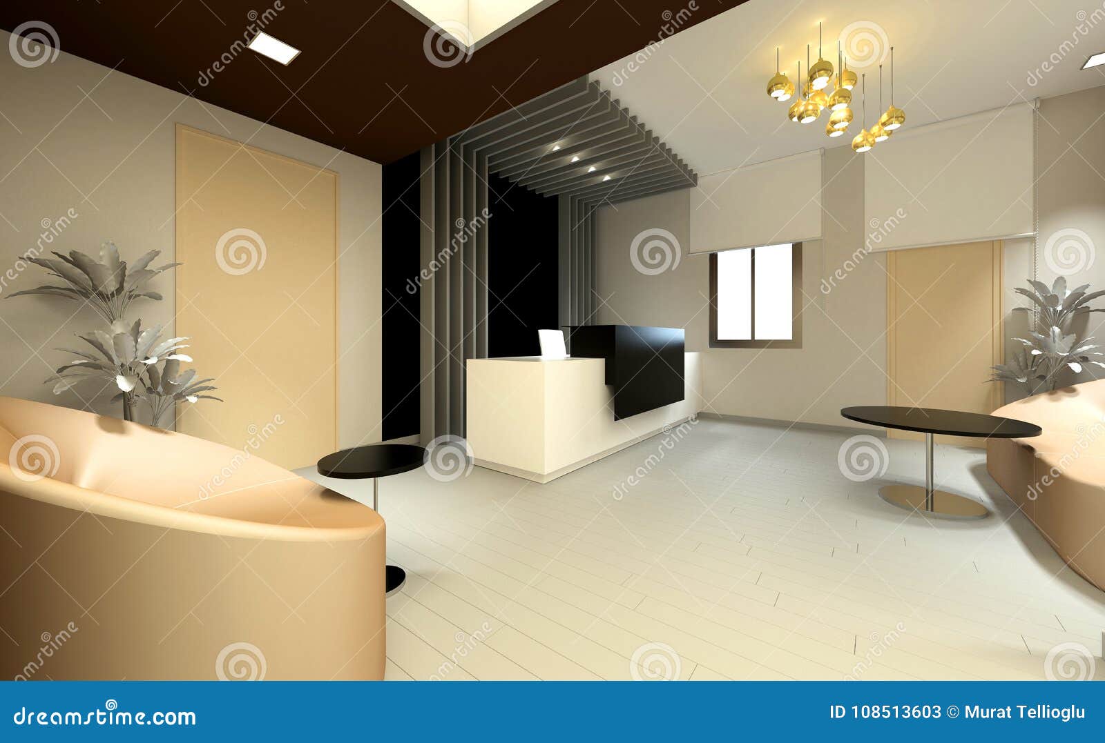 3d Render of Office Interior Stock Illustration - Illustration of empty ...