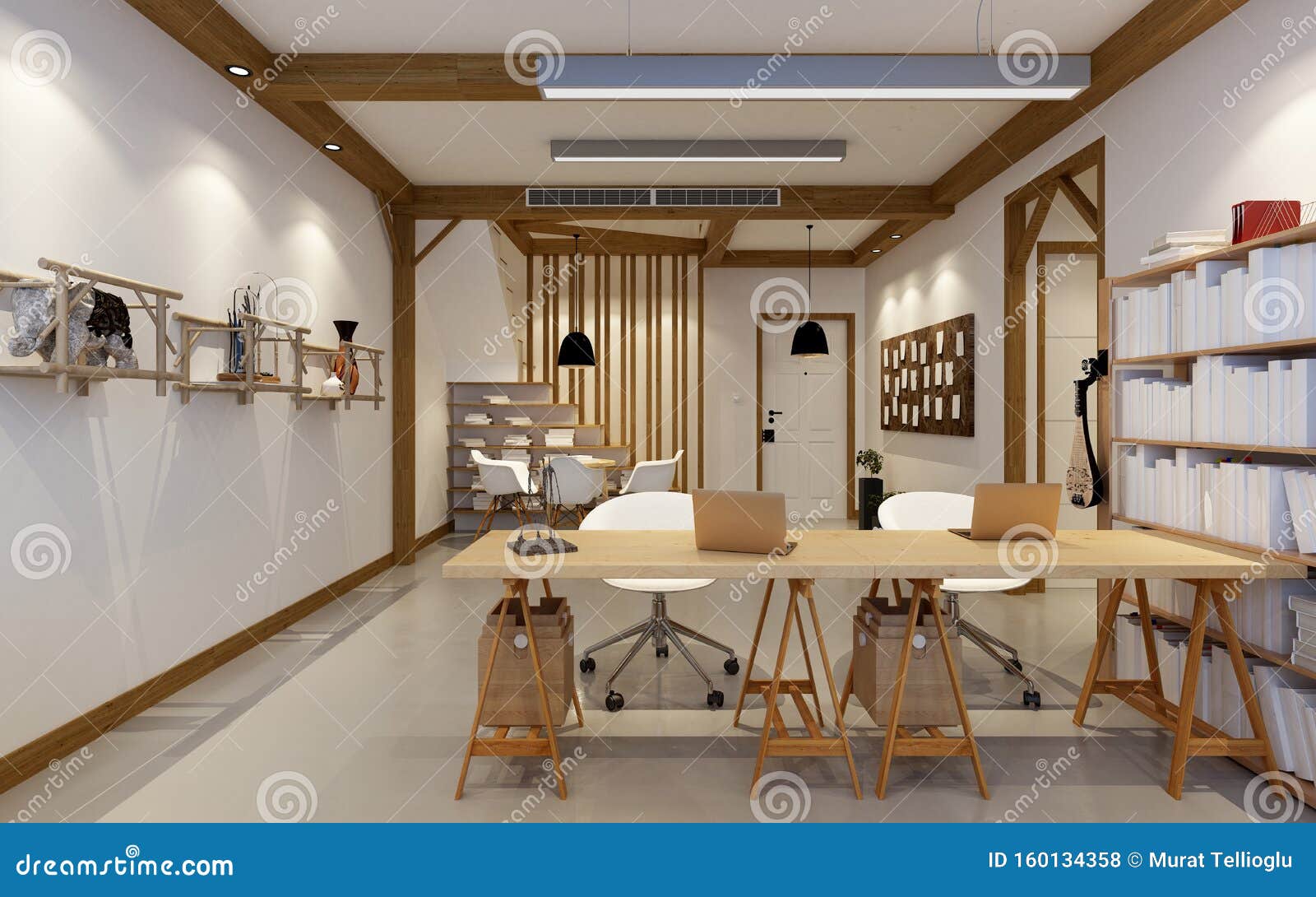 3d Render of Office Interior Stock Illustration - Illustration of ...