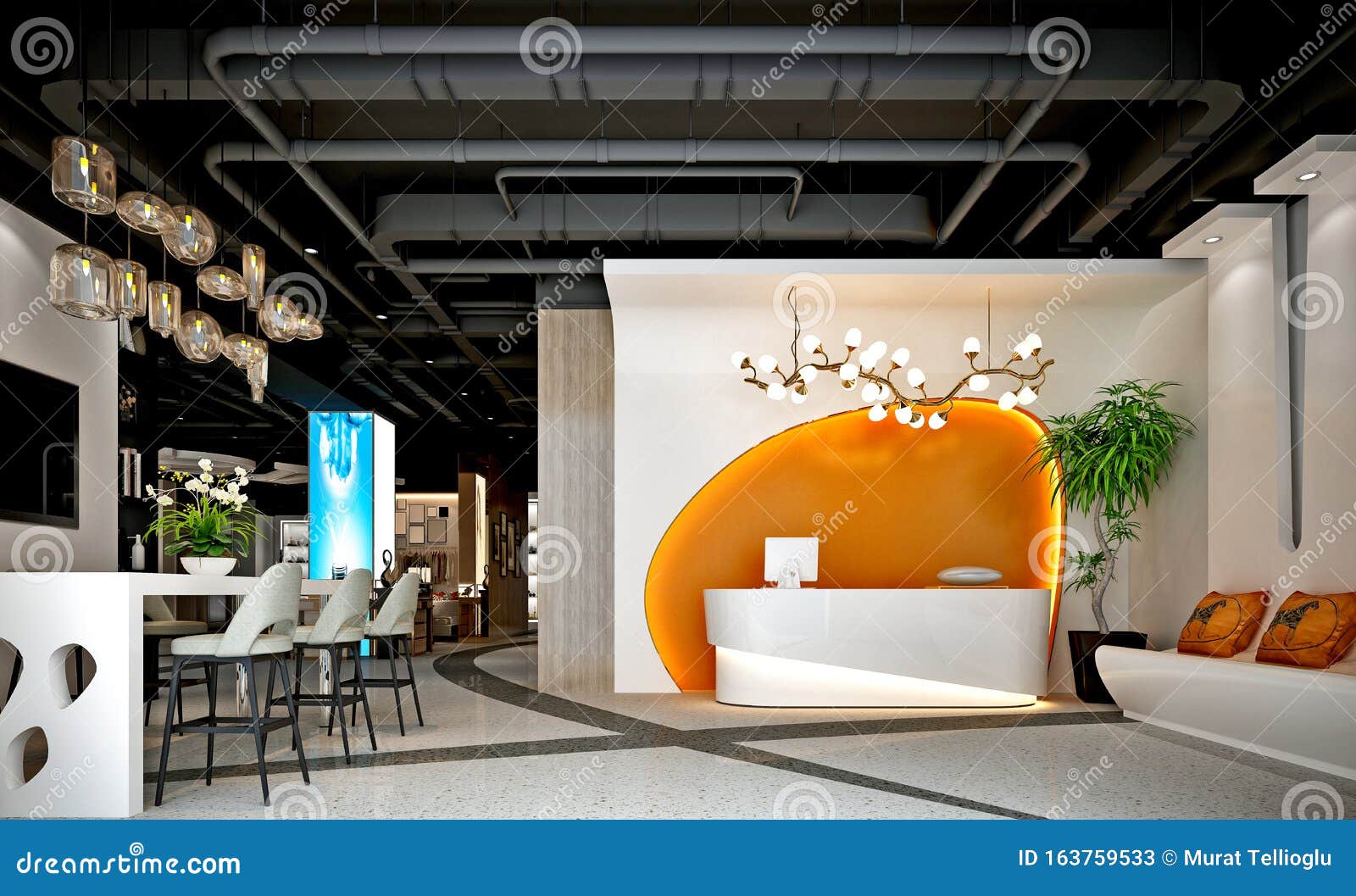 3d Render of Office Reception Stock Illustration - Illustration of ...