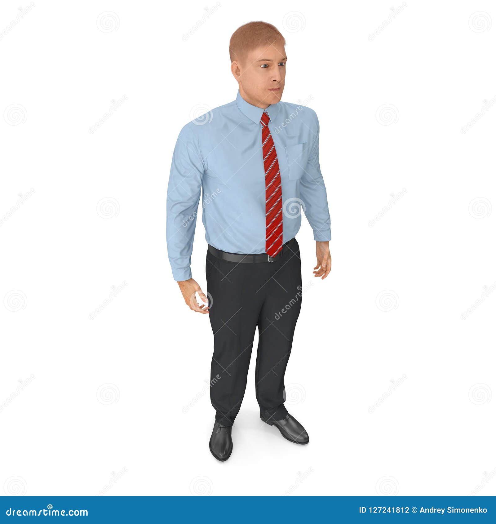 Office Worker Standing Pose 3D Illustration on White Background Stock ...